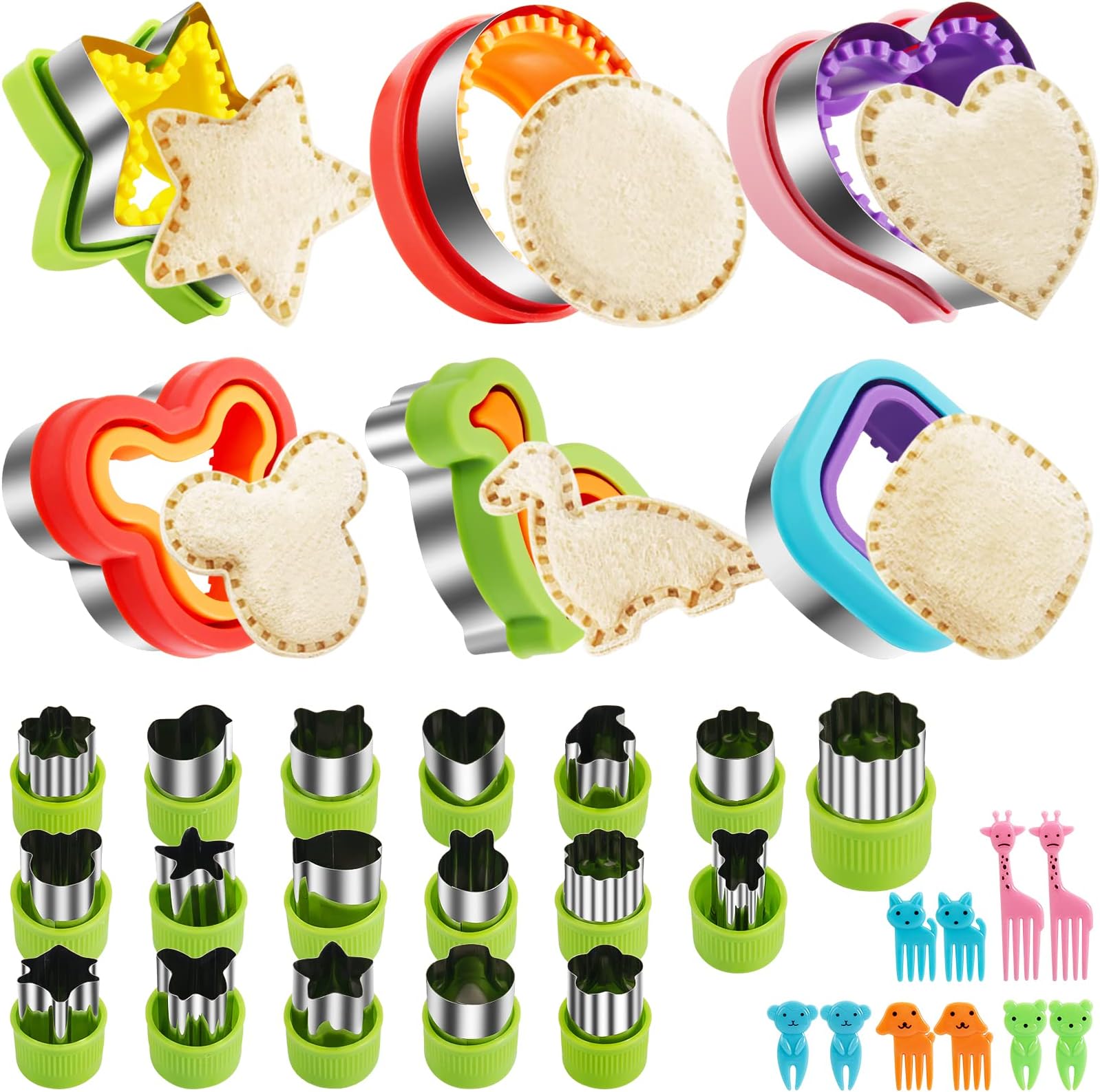 Amazon.com: MOHOPE Cookie Cutters set for Kids Lunch -37Pcs, Sandwich ...