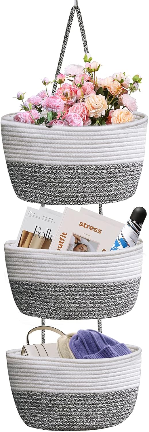 Amazon.com: Over the Door Hanging Basket, 3-tier Wall Mount Hanging ...
