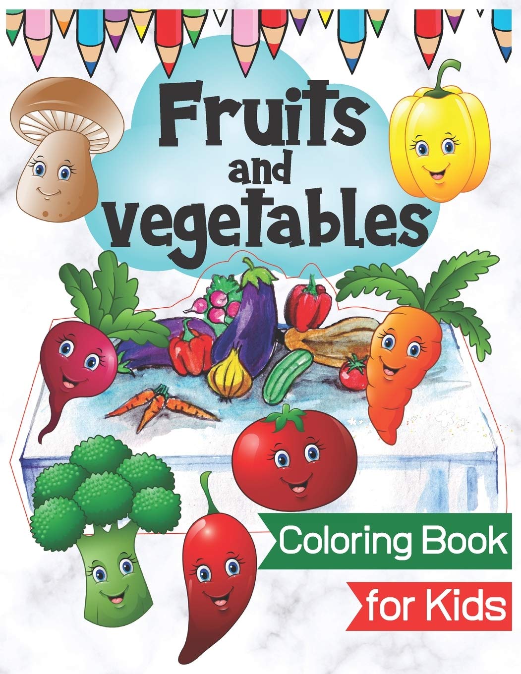 Buy Fruits and Vegetables Coloring Book: Food Basket for Kids ...