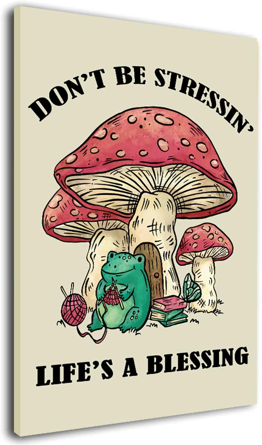 Amazon.com: Funny Frog Mushroom Positive Quote Canvas Poster Print Don ...