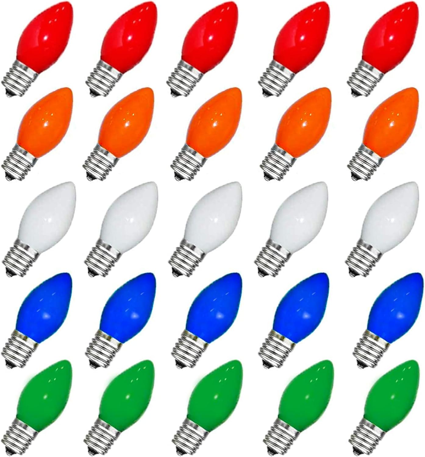 C7 Bulbs Christmas Light Bulbs C7 Multi-Color Replacement Bulbs 25 Pack ...