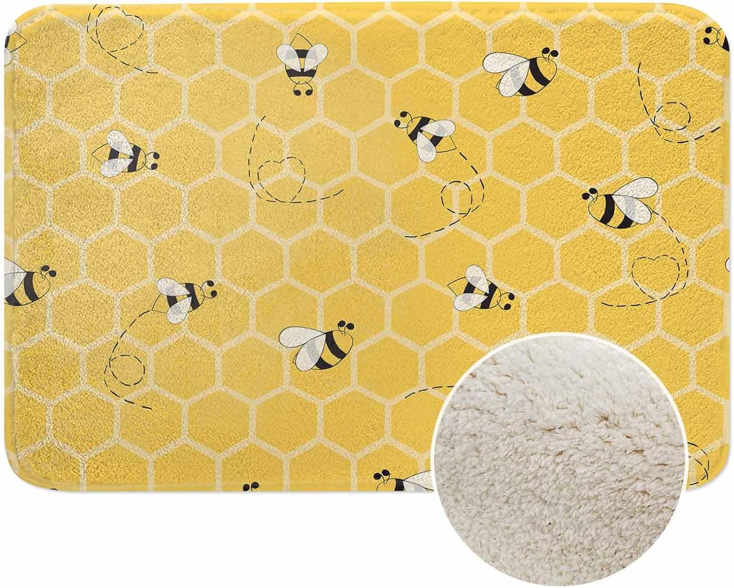 Amazon.com: Lungtao Cute Bees Bath Rugs for Bathroom Honeycombs Yellow ...