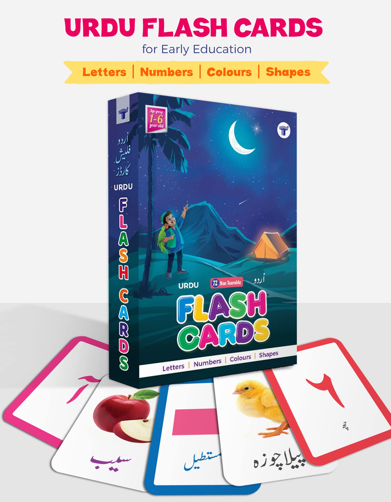 Buy Flash Cards for Kids | Urdu Flash Cards | 72 Non Tearable Cards ...