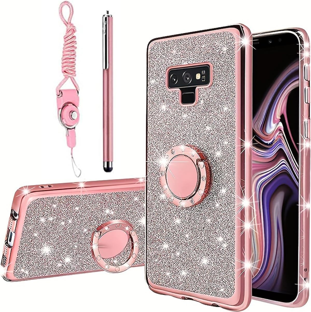 Amazon.com: B-wishy for Samsung Galaxy Note 9 Glitter Crystal Butterfly ...