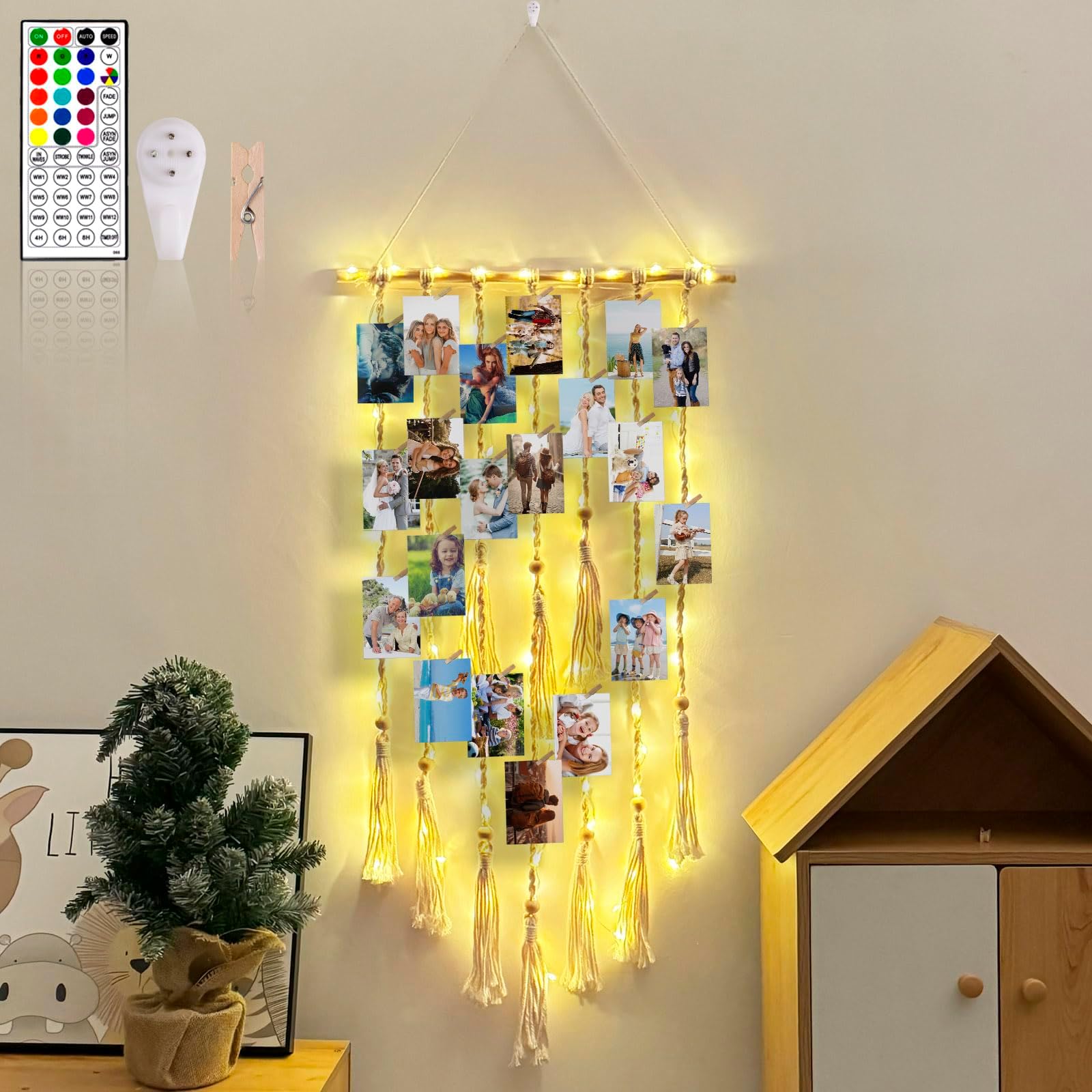 Amazon.com: Krislait 16 Colors Hanging Photo Display with 105 LEDs ...