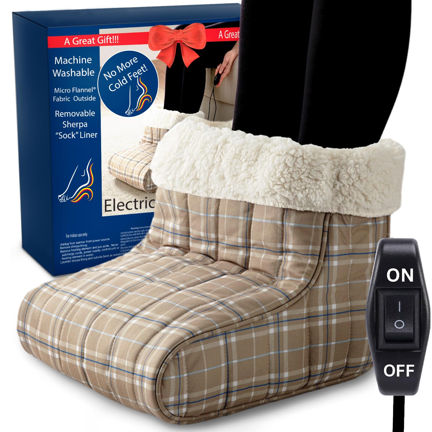 Amazon.com: Thermee Micro Flannel Heated Foot Warmer, Sherpa Fleece, 2 ...