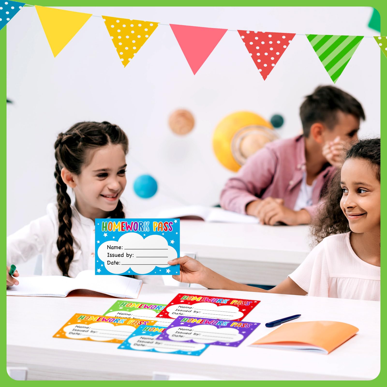 Snapklik.com : 100 Pcs Colorful No Homework Passes Cards Classroom ...