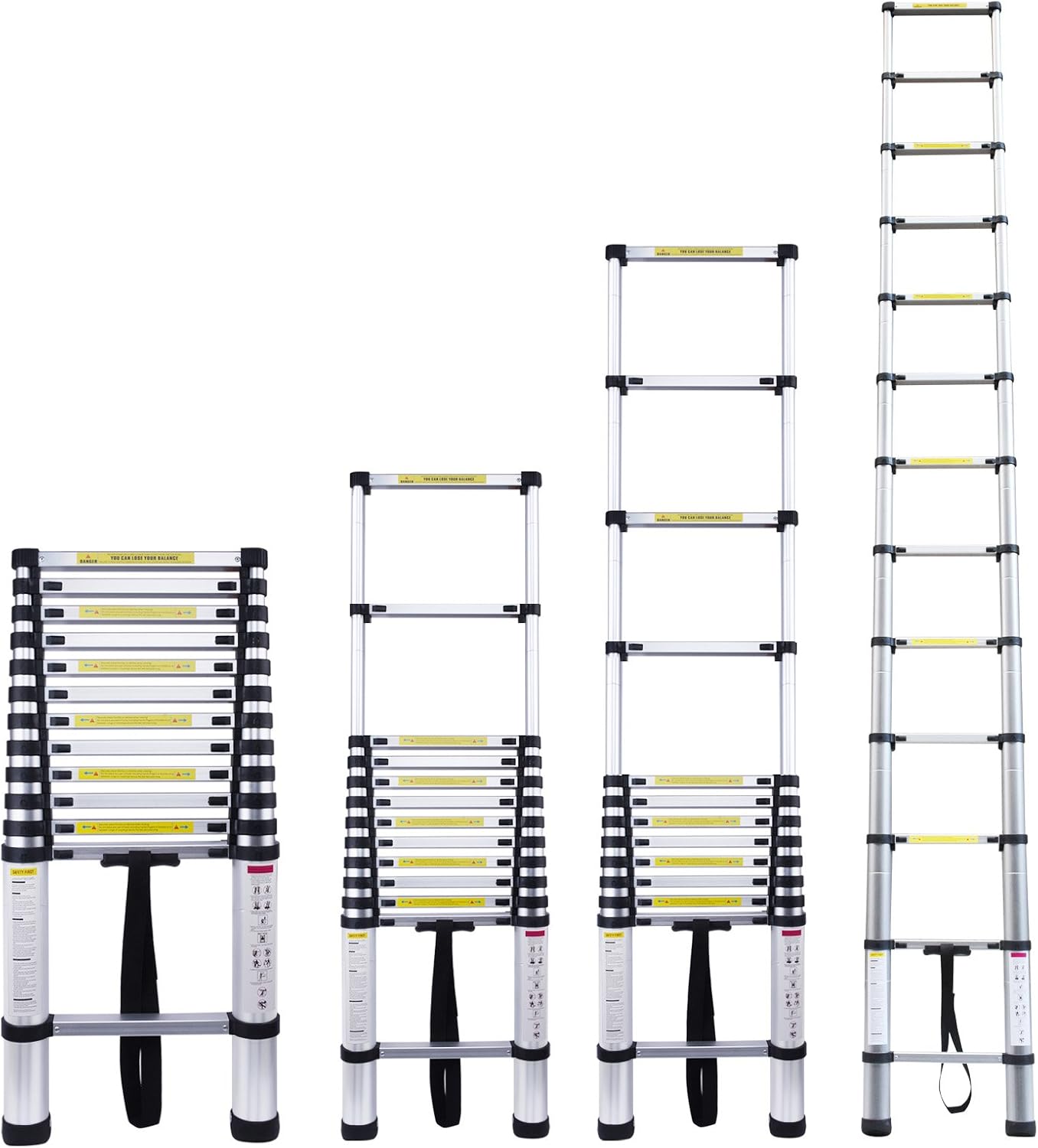 12.5ft Aluminum Telescopic Extension Ladder Certified Extendable ...