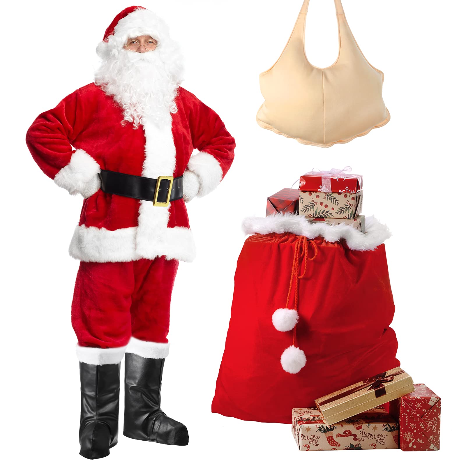 SATINIOR Christmas Santa Claus Costumes Suit 10pc. Christmas Santa ...