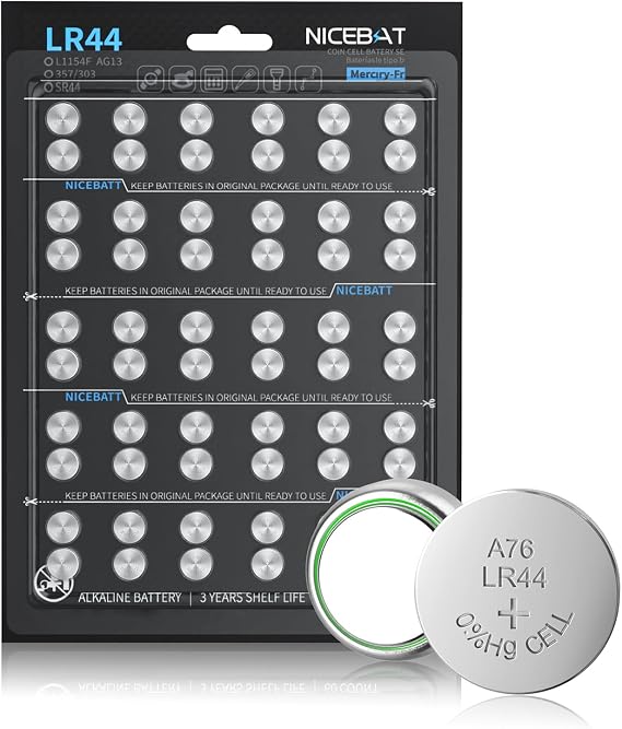 Amazon.com: NICEBATT LR44 Batteries 60 Pack, AG13 L1154F 357 303 SR44 ...