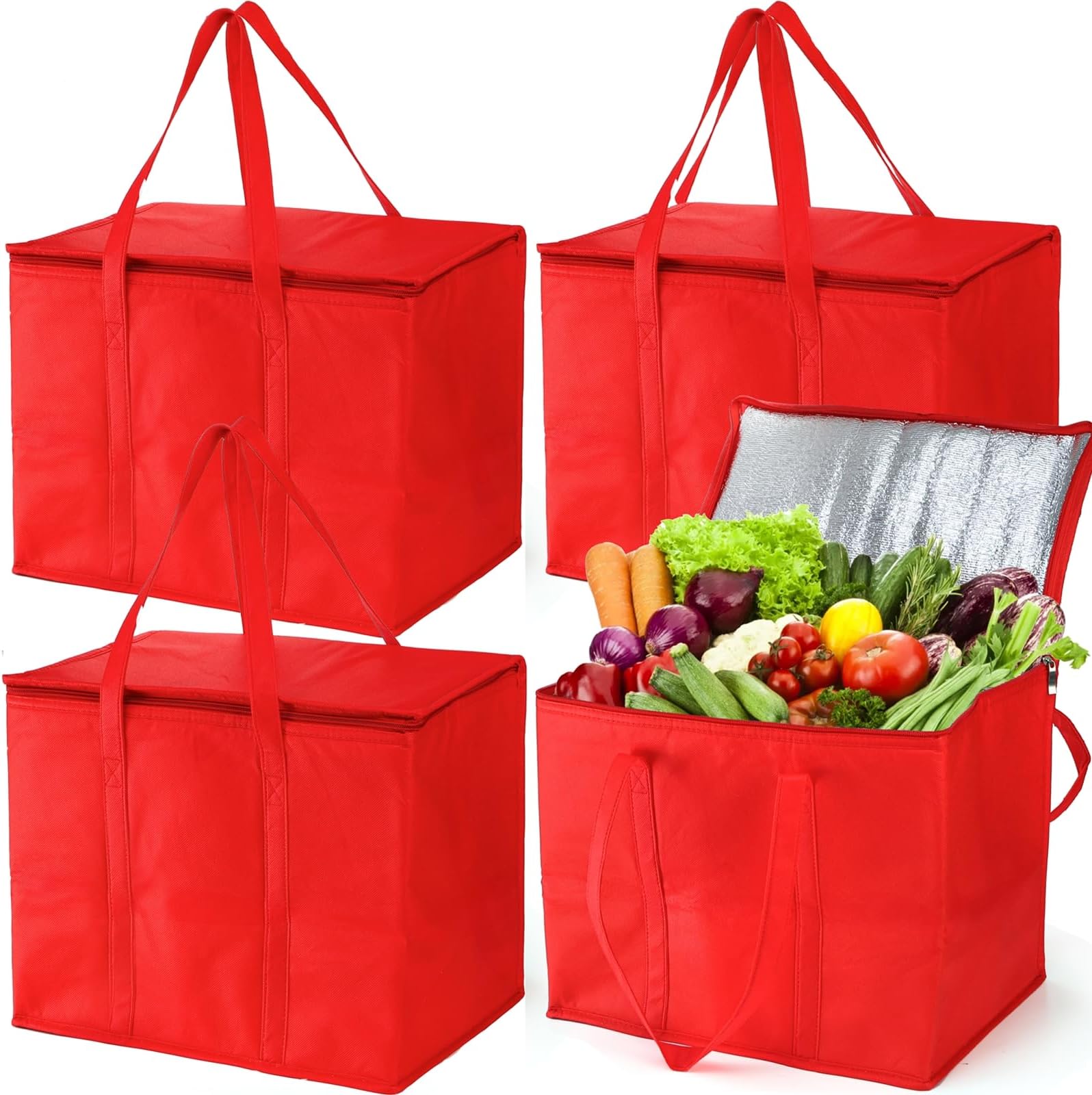 Amazon.com: Set of 6 Large Insulated Reusable Grocery Bags with Sturdy ...