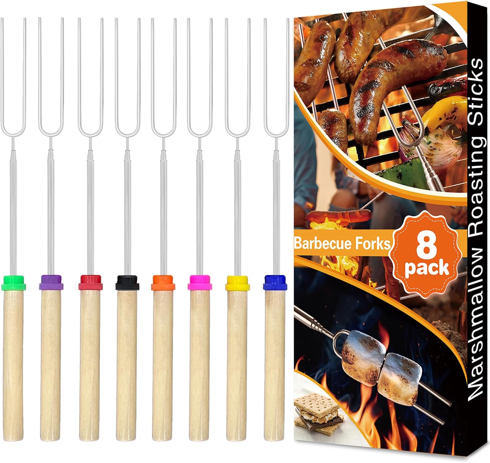 Amazon.com: MalloMe Marshmallow Roasting Sticks - Smores Skewers for ...