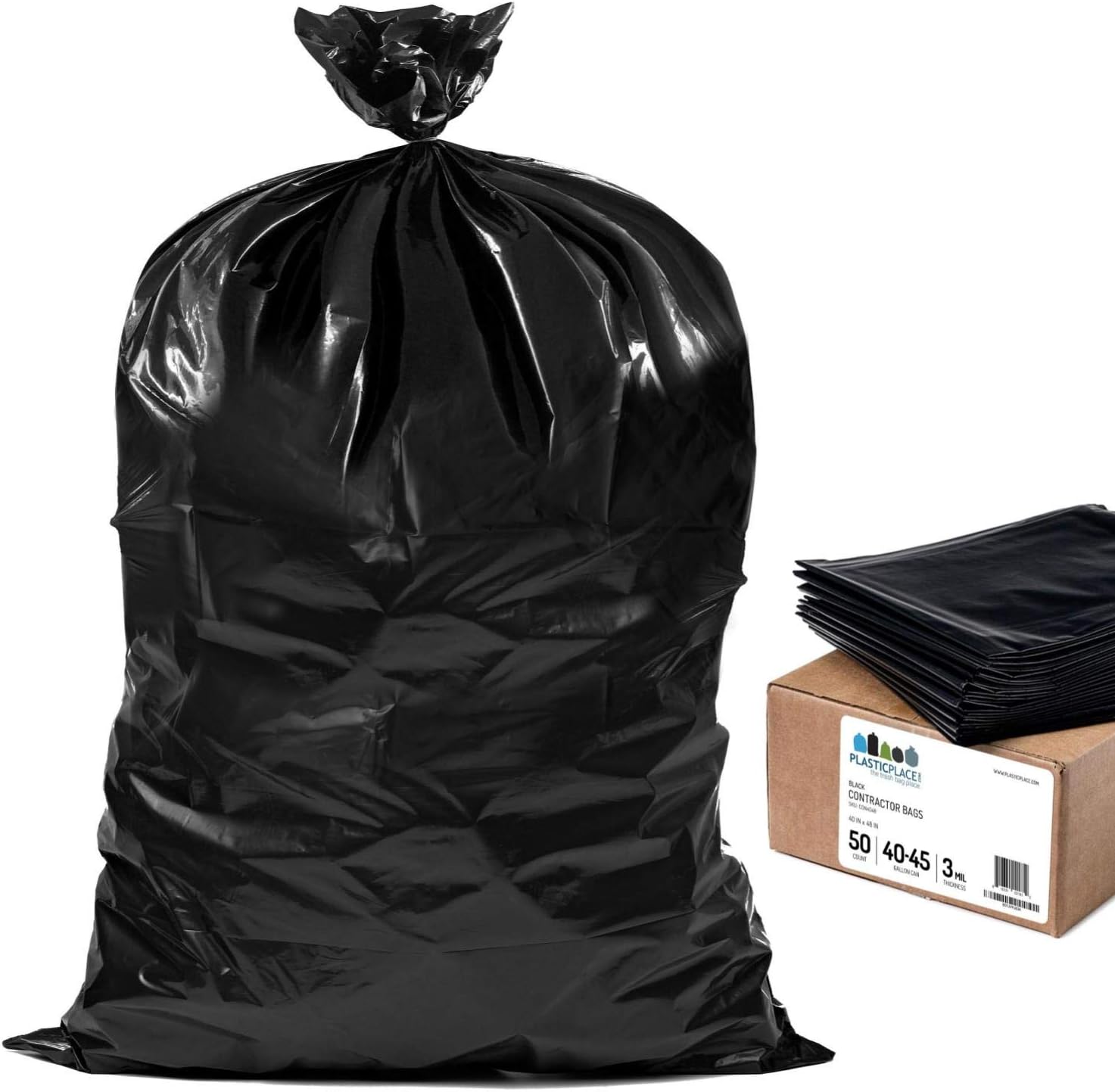 Amazon.com: Plasticplace 55 Gallon Trash Bags │1.2 Mil │ 40" x 50" (100 ...