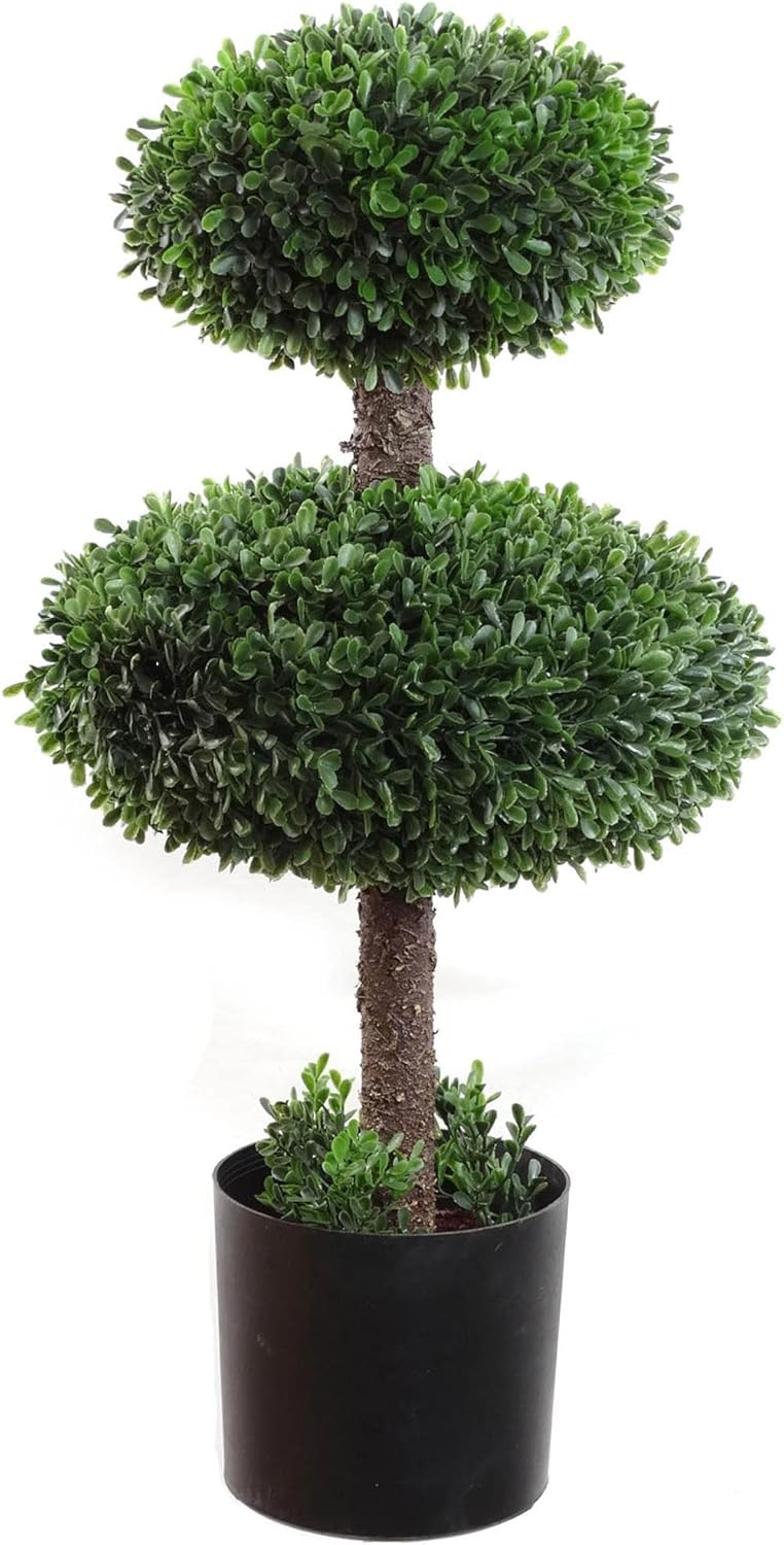 Amazon.com - 27-Inch Artificial Double Boxwood Topiary Tree in Black ...
