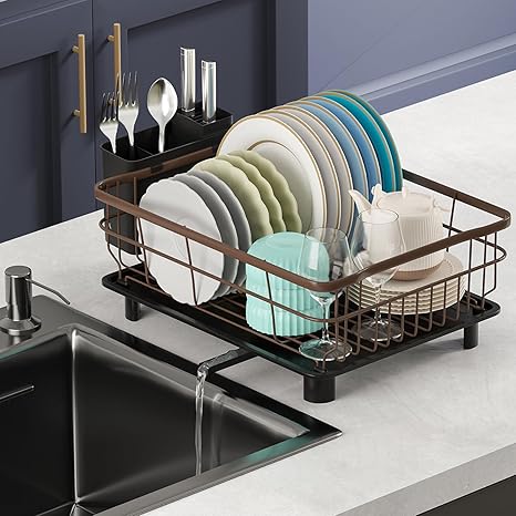 Amazon.com - AIDERLY Iron Dish Drying Rack with Drainboard Dish ...