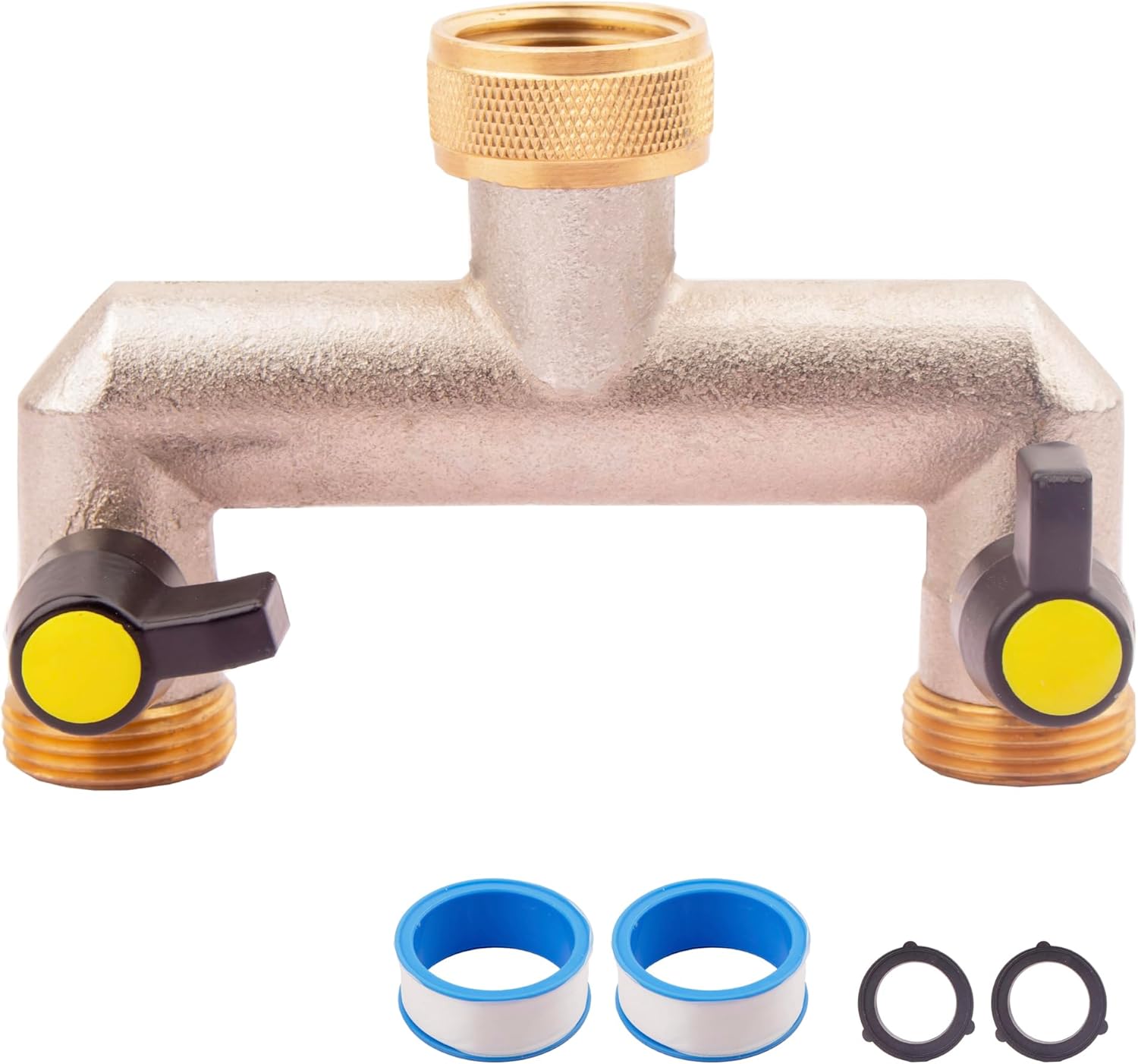 Amazon.com: Brass Garden Hose Splitter, 2 Way Faucet Diverter with 2 ...