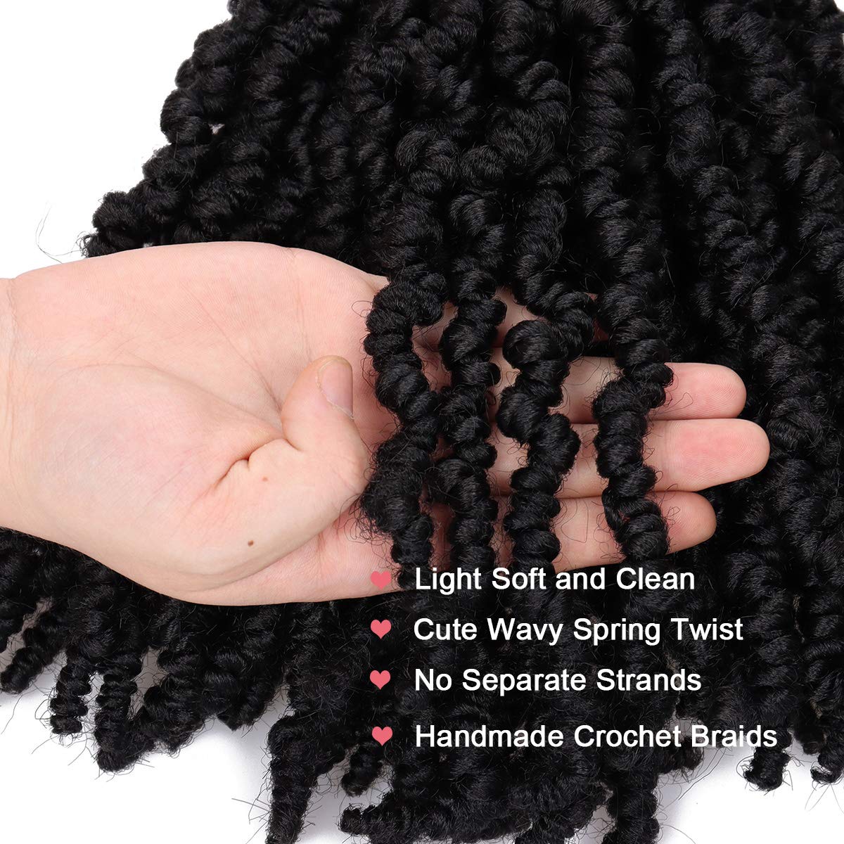 3 Packs Short Curly Pre-twisted Spring Twist Crochet Braids Synthetic ...