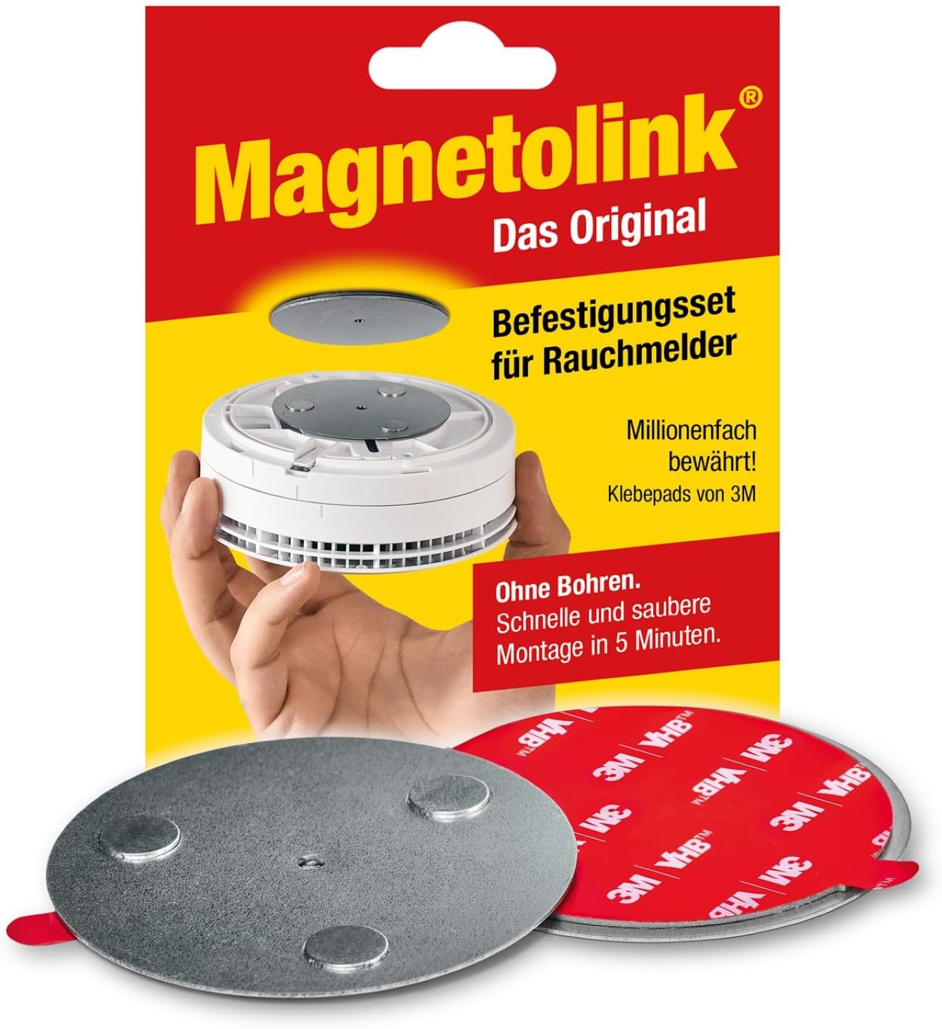 Magnetolink, Magnetbefestigungsset für Rauchmelder, Werkzeugfreie ...