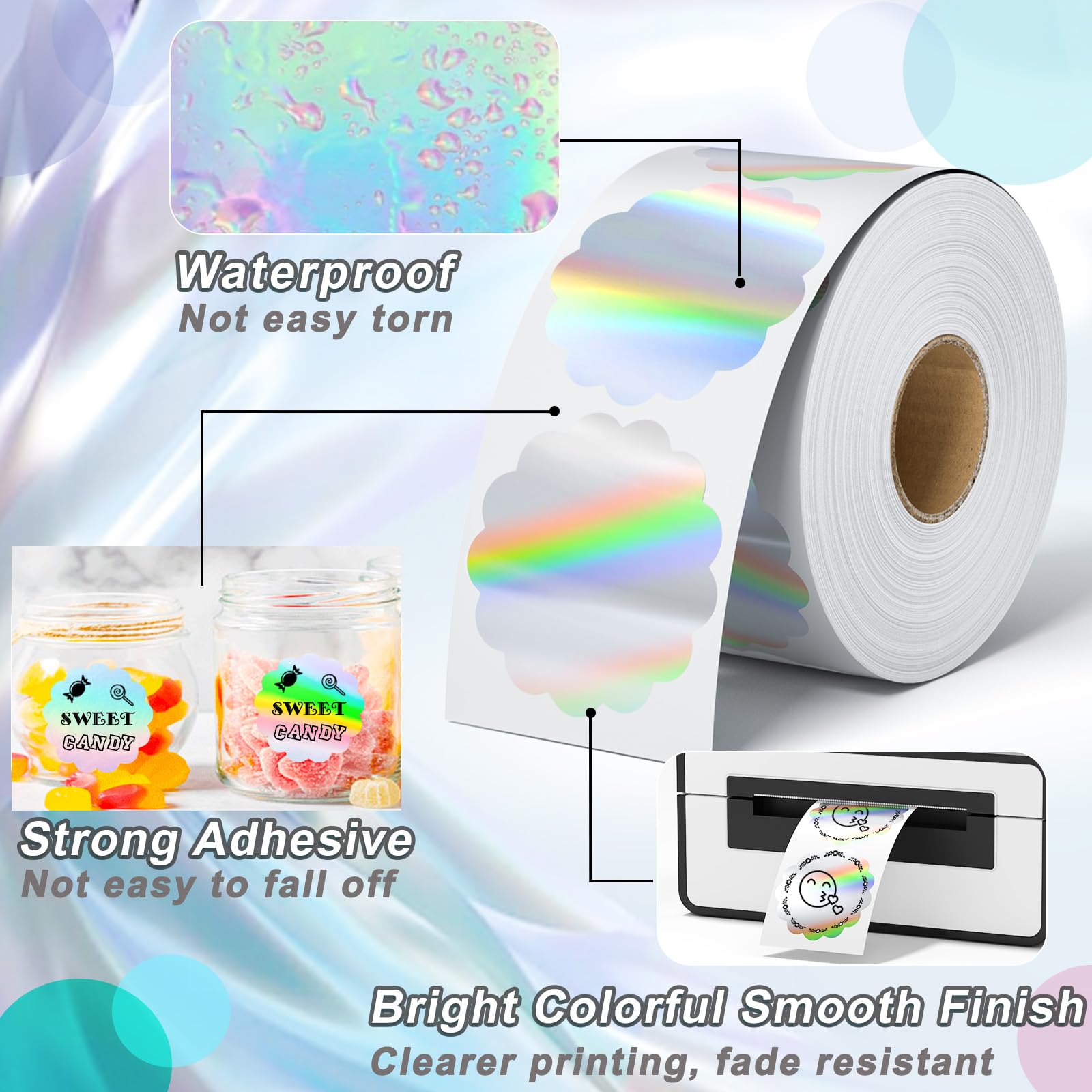 Snapklik.com : Flower Holographic Thermal Stickers 2 Inch, 400 Labels For Logo, Name Tags, Thank ...