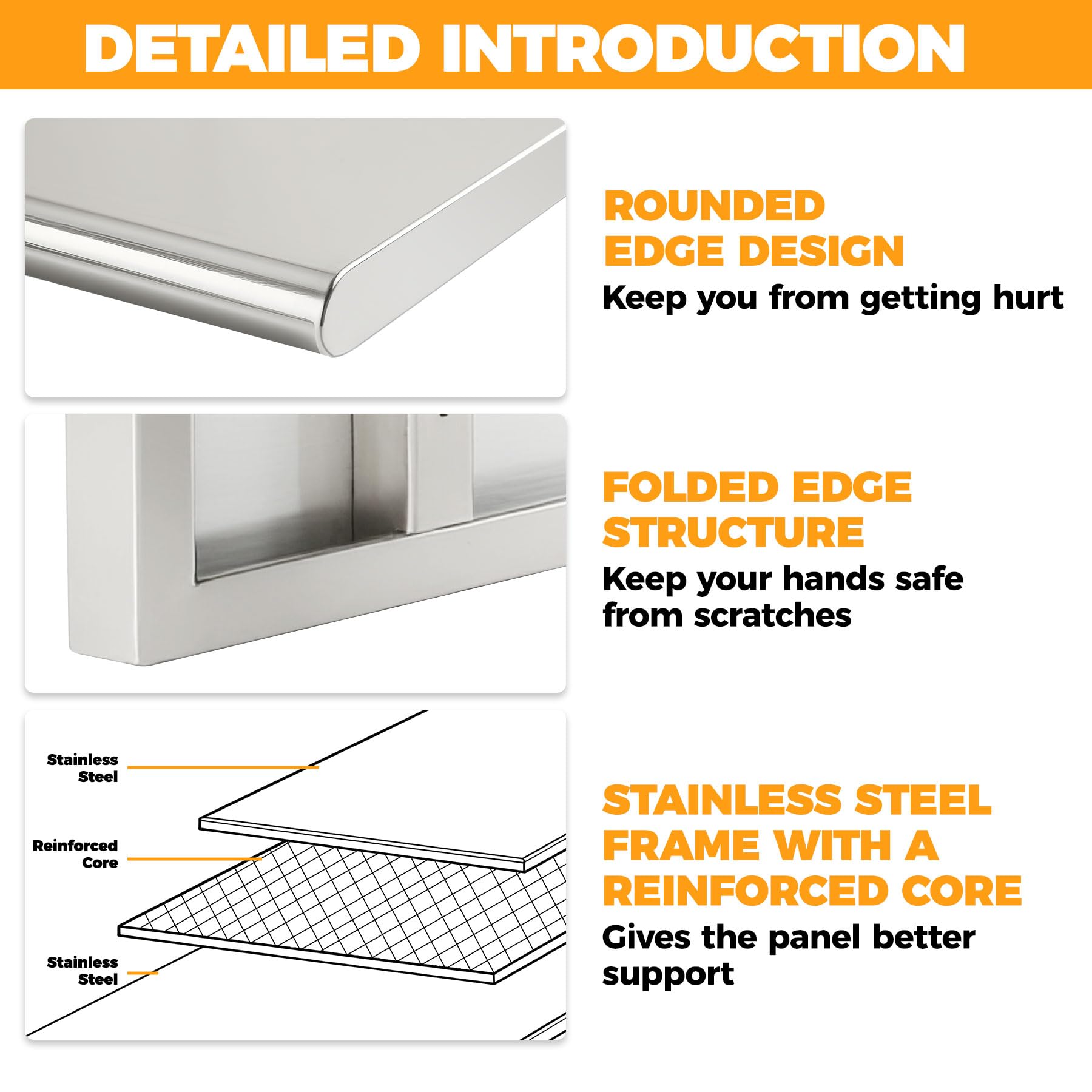 Snapklik.com : 48x12 Inch Folding Concession Shelf, Stainless Steel ...