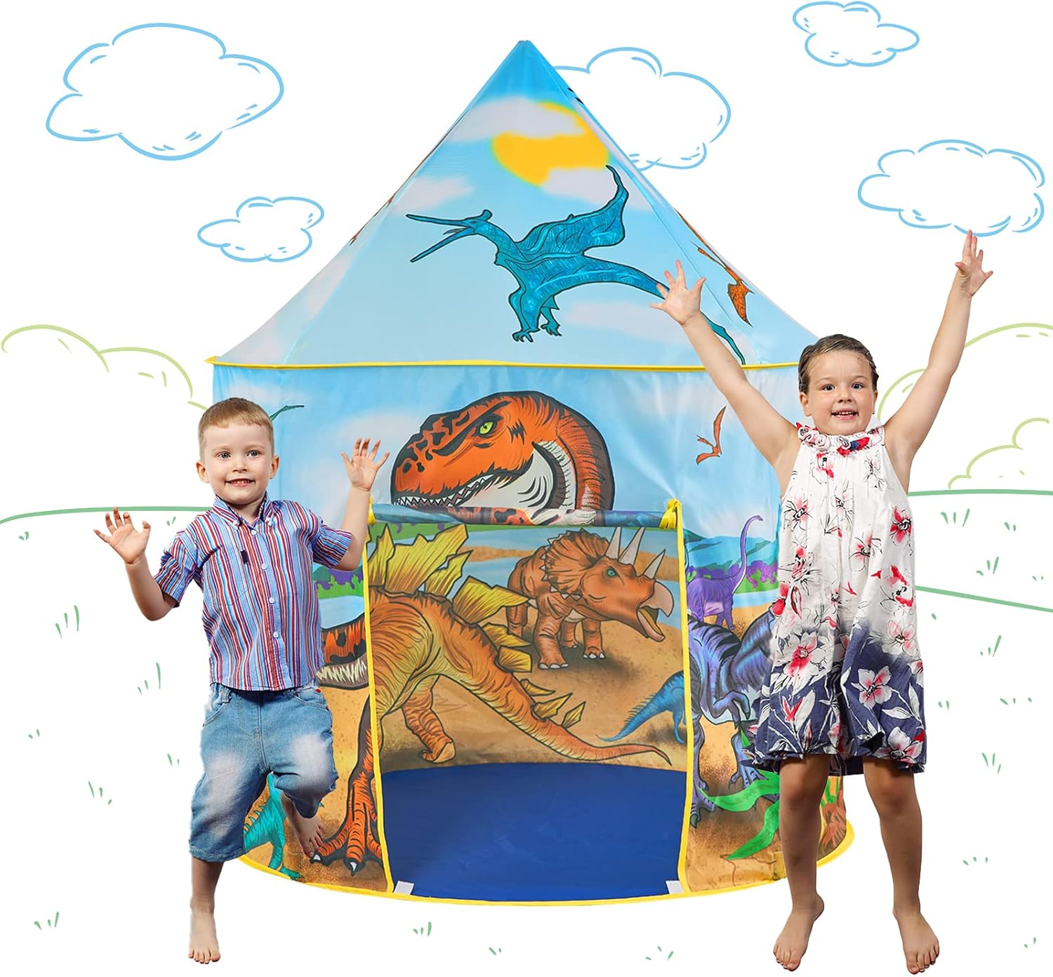 LOL-FUN Kids Tent Dinosaur Toys for 3 Year Old Boys, Play Tent Dinosaur ...