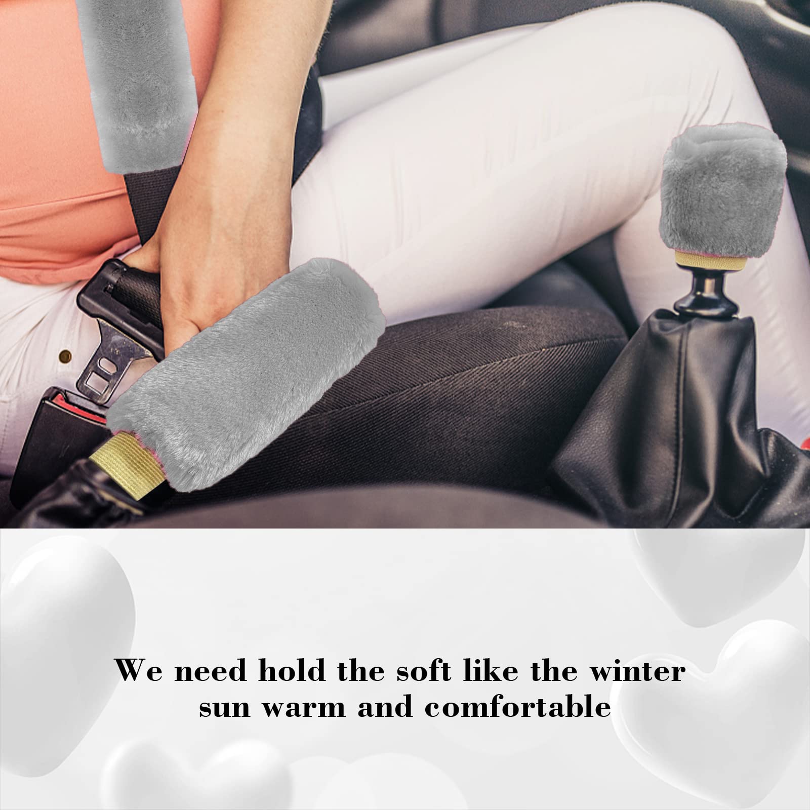 Snapklik.com : 9 Pieces Fluffy Car Accessories Set Fluffy Steering ...