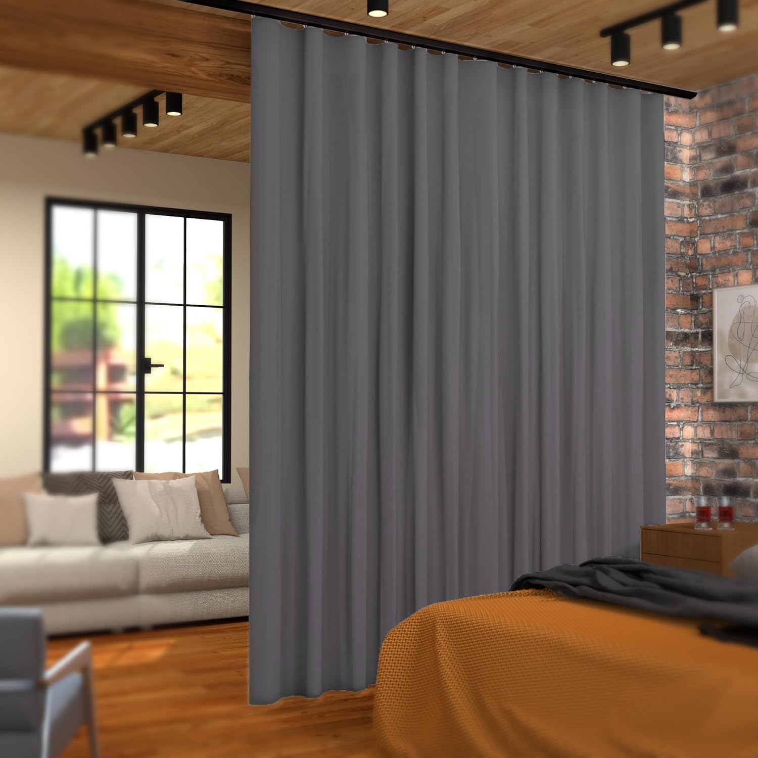 Amazon.com - Hoeflife Room Divider Curtains, Blackout Ceiling Track ...