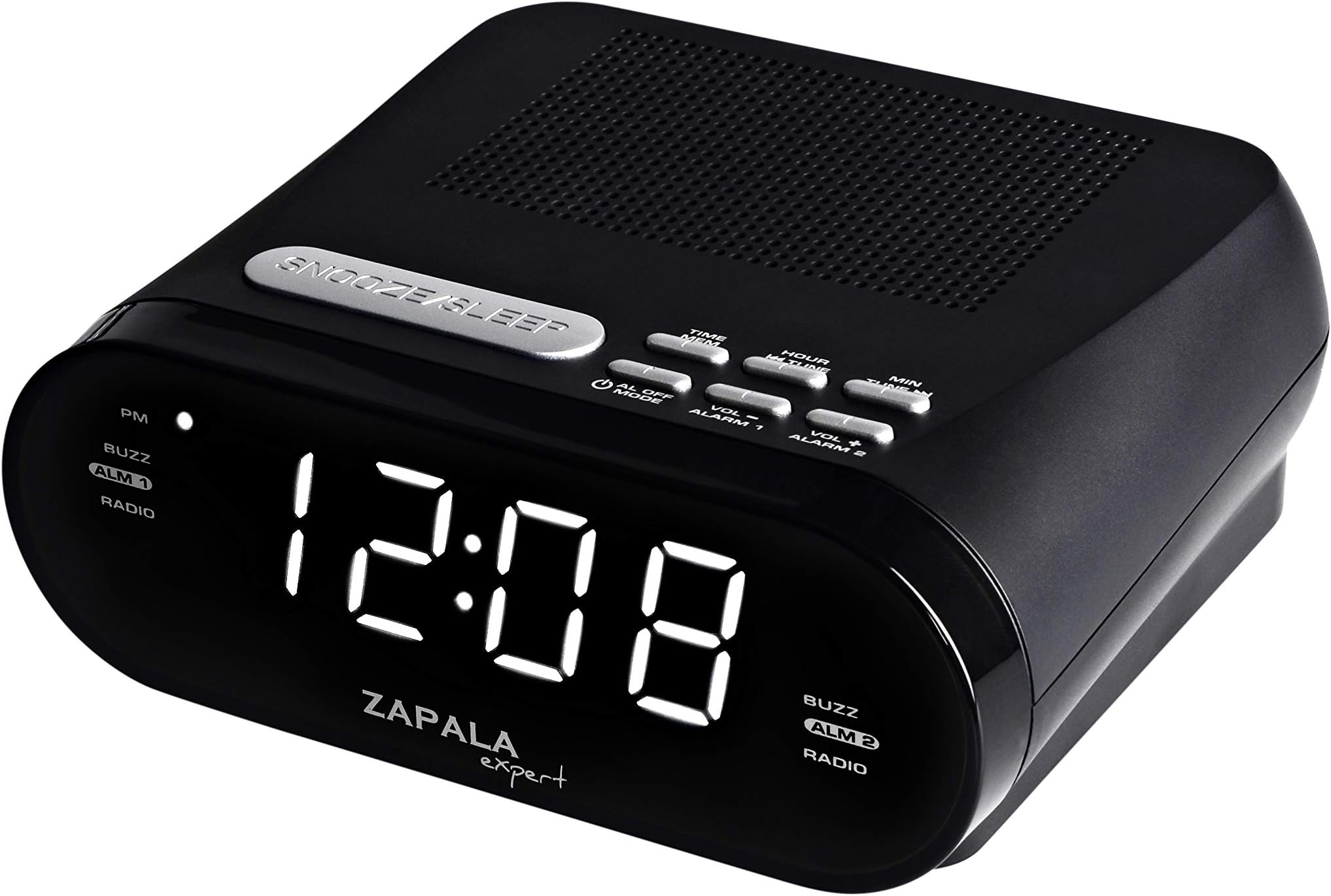 ZAPALA expert Alarm Clock Radio for Bedroom, 2 Alarms Bright LED ...