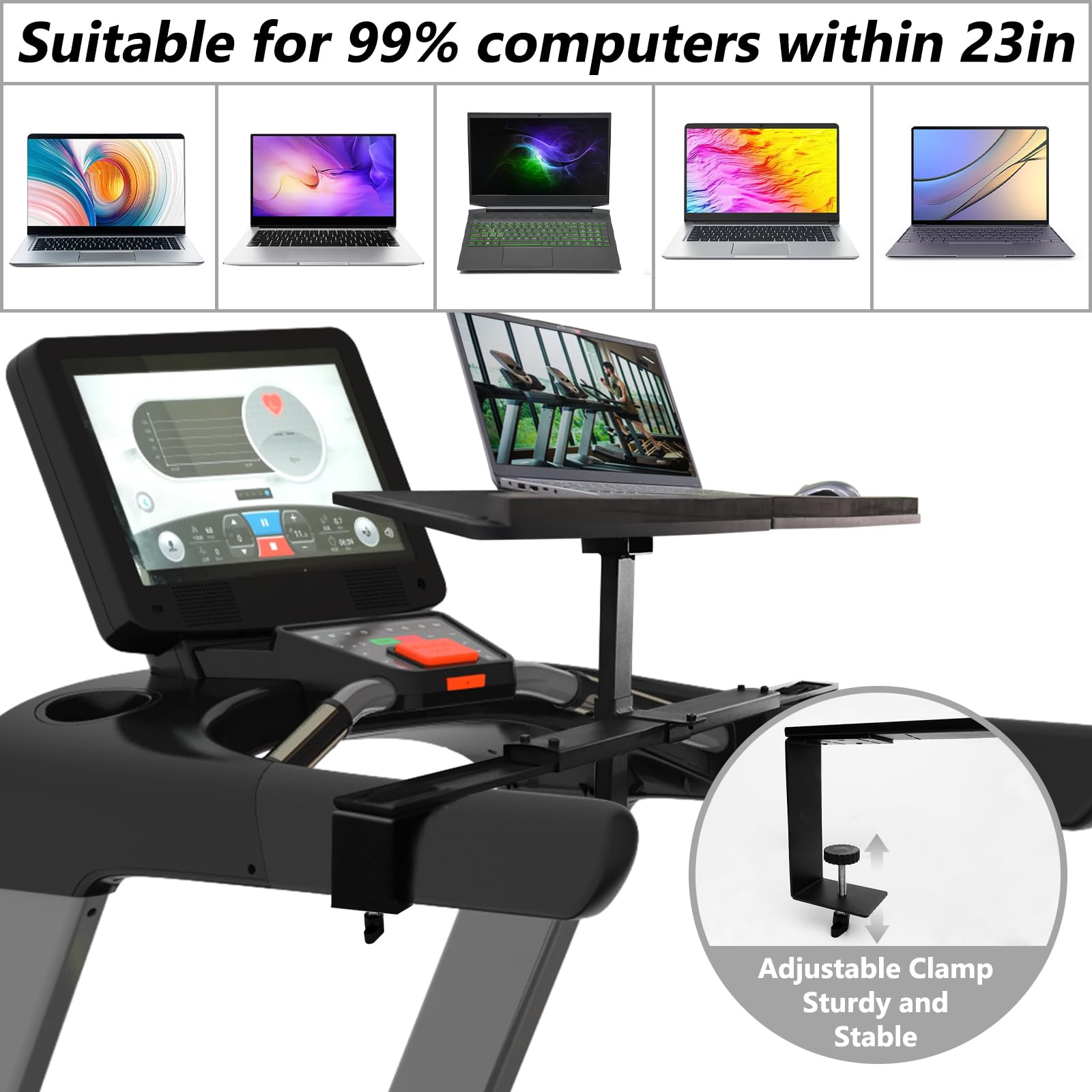 AFANSO Treadmill Desk Attachment - Adjustable Treadmill Laptop Holder ...