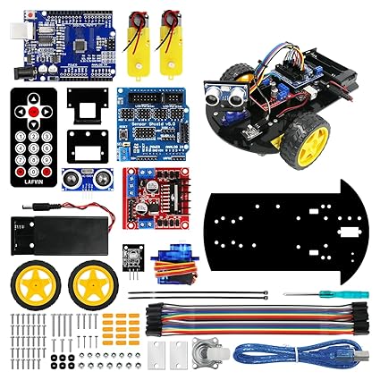 Buy LAFVIN Smart Robot Car 2WD Chassis Kit with Ultrasonic Module R3 ...