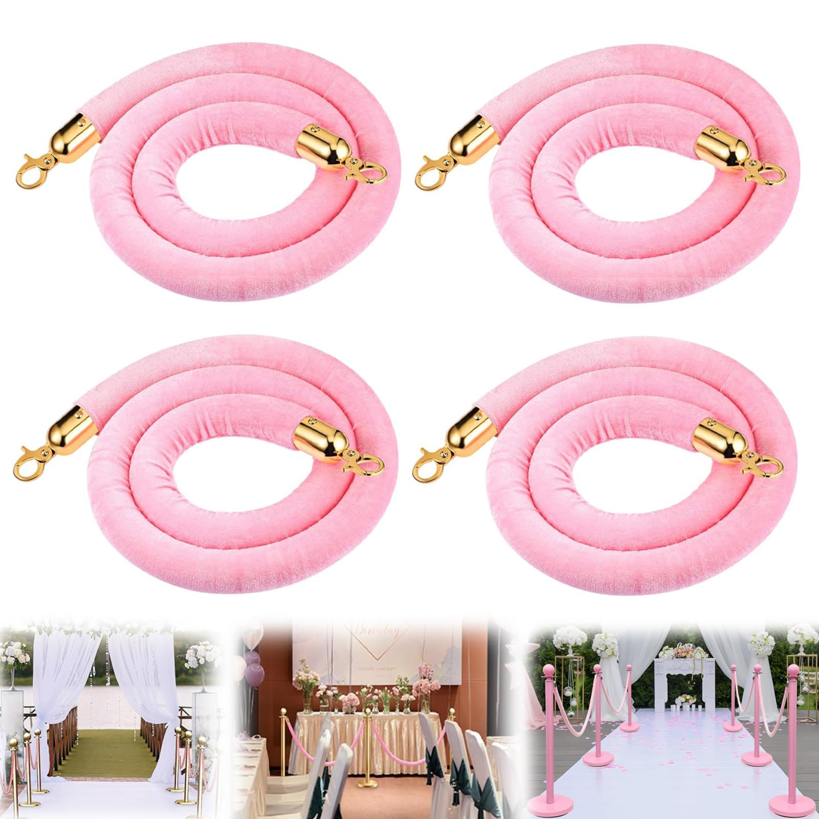 s And Posts Stanchions And Pink Barriers - 4 Pack 6.5ft Stanchion Ropes ...