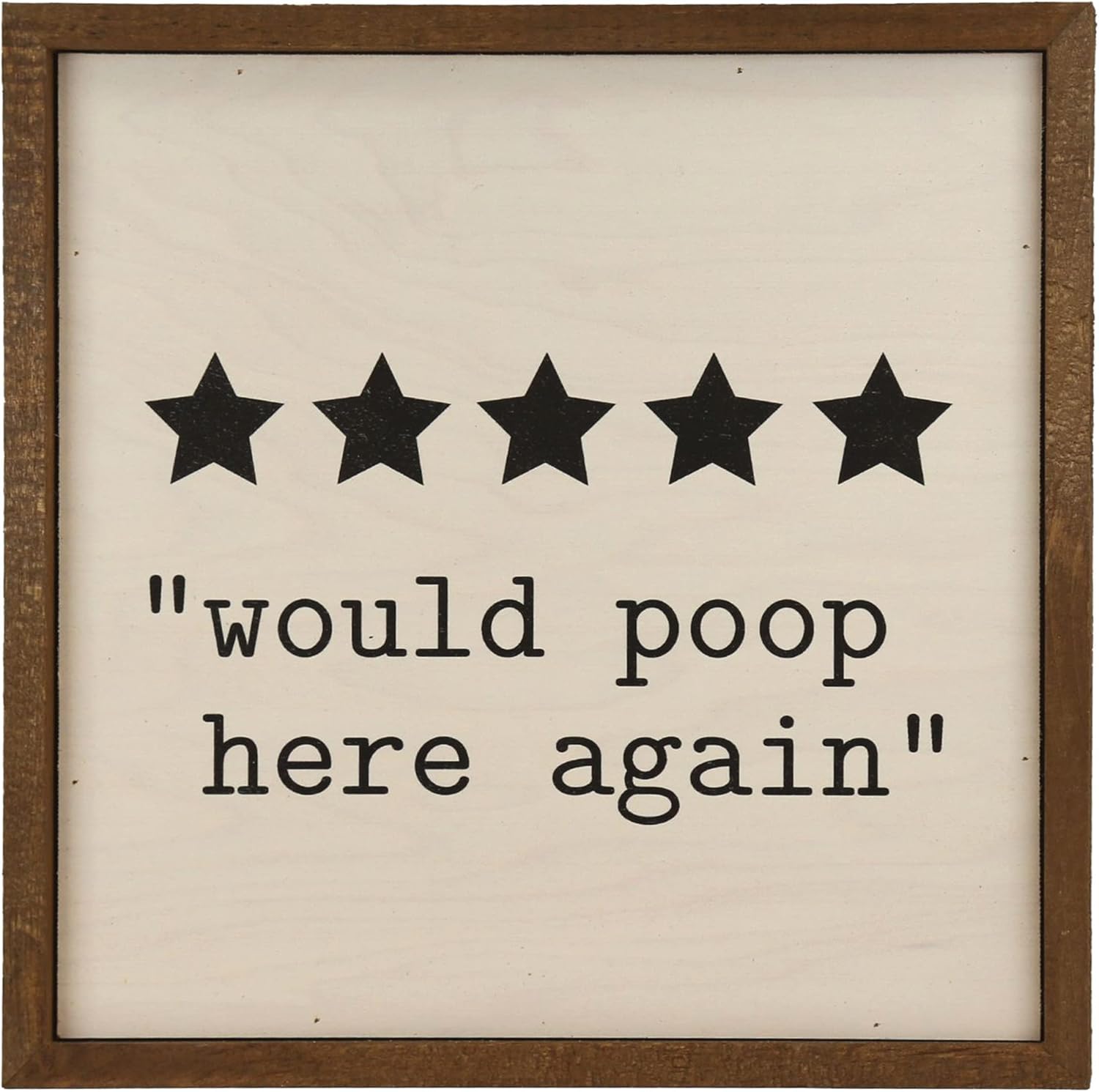 Amazon.com: Wall Things Co. Would Poop Here Again Sign, Rustic Funny ...