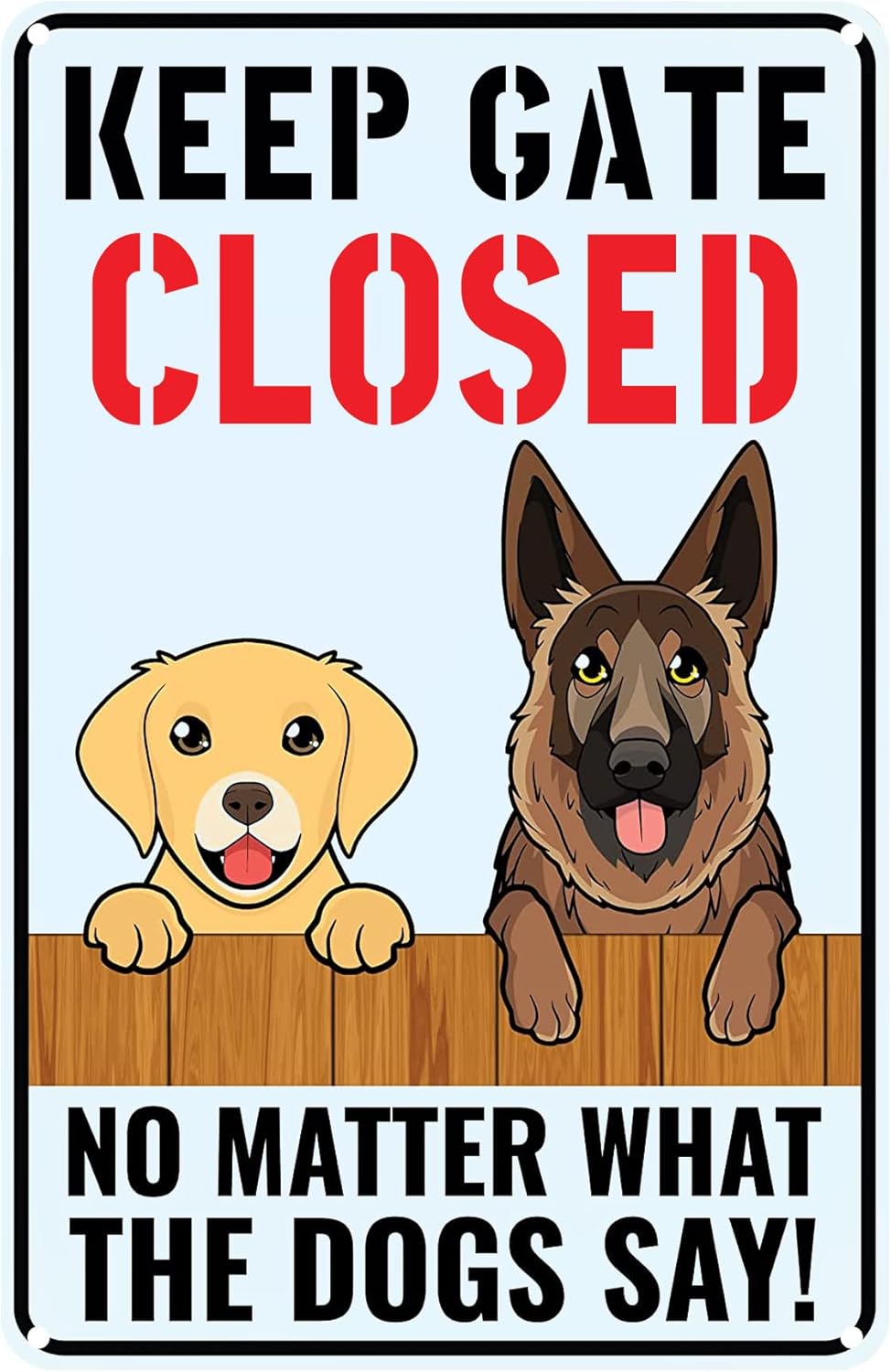 Amazon.com: Dog Keep Gate Closed Sign Metal Tin Sign - Dog On Premises ...