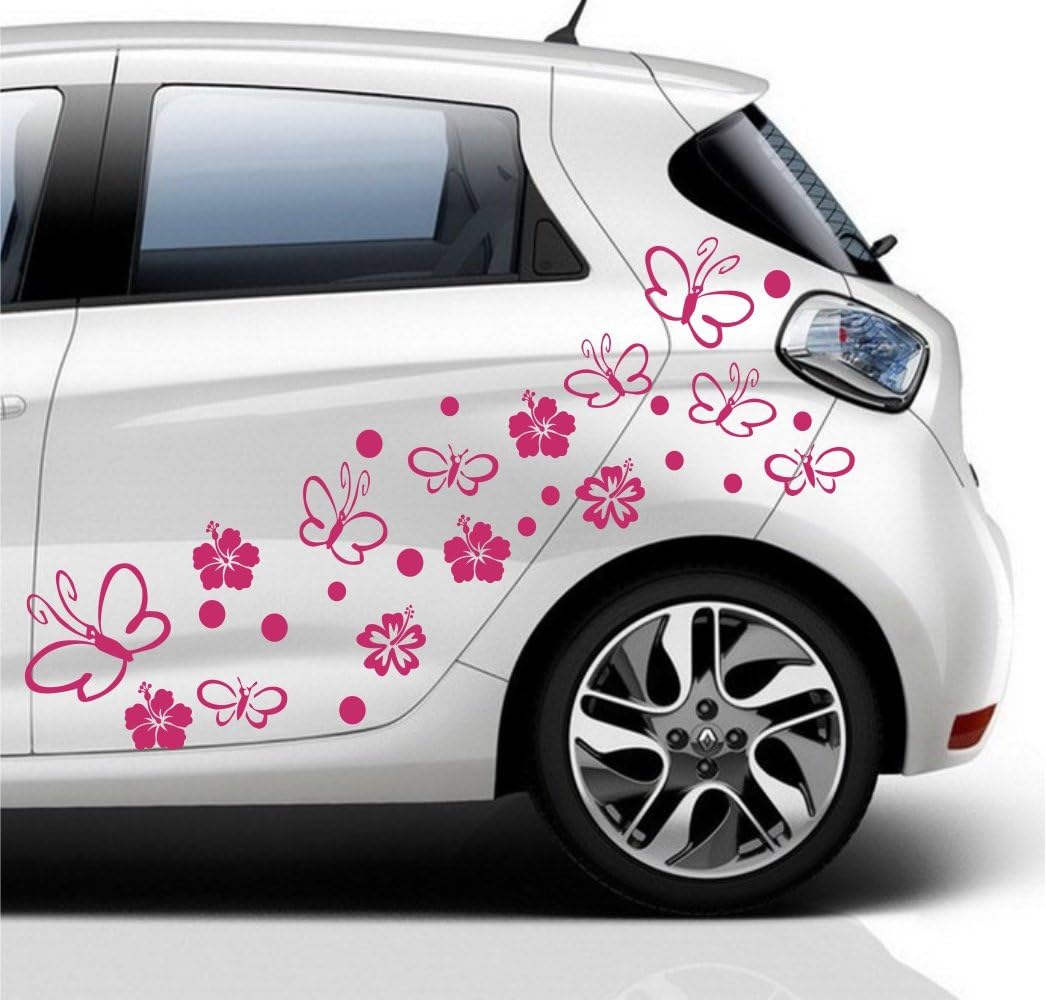 Flower/Butterfly Car Stickers - Set with 75 psc. - 60 Colors Available ...