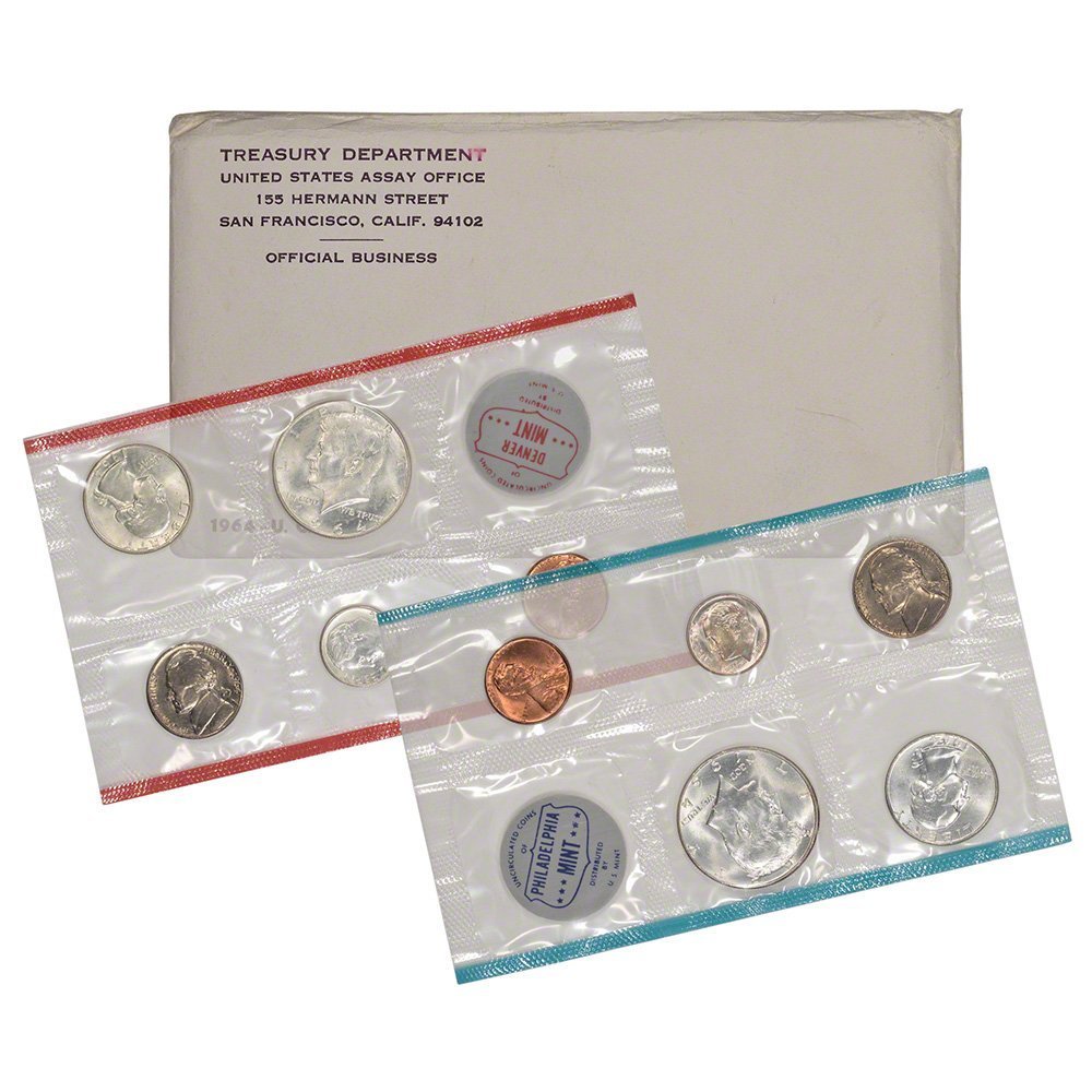1964-10-Coin Uncirculated Silver P&D Mint Coin Set in OGP BU at Amazon ...