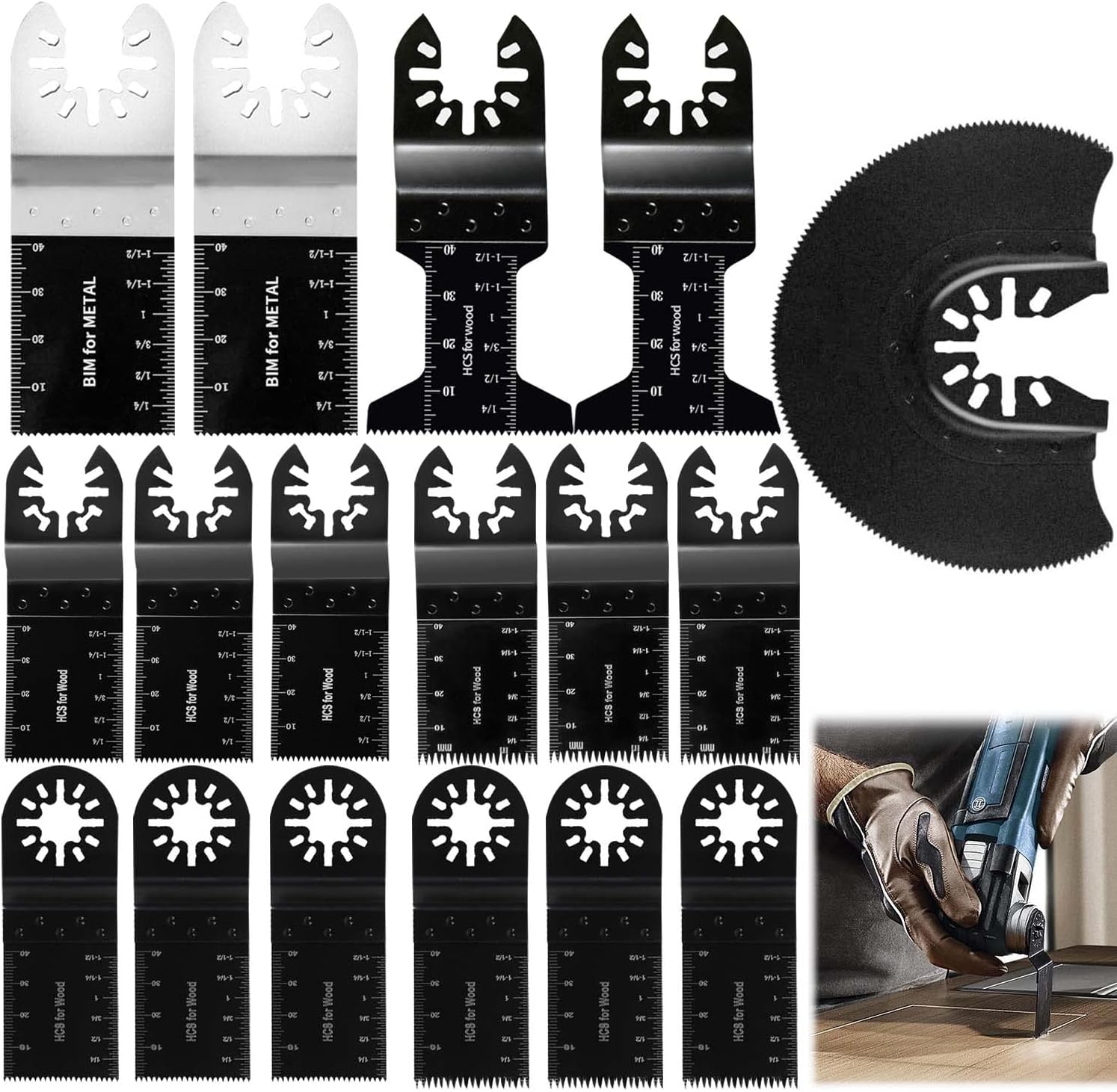17Pcs Oscillating Saw Blades, High Carbon Steel Mix Oscillating Saw ...
