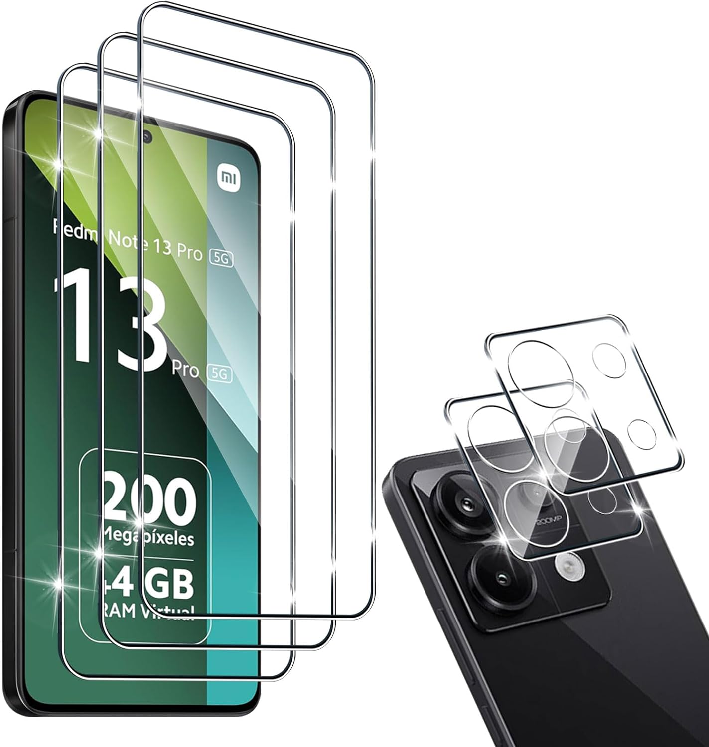 HidWee Screen Protector Compatibile con Xiaomi Redmi Note 13 Pro 5G 3 Pezzi Vetro Temperato + 2 ...