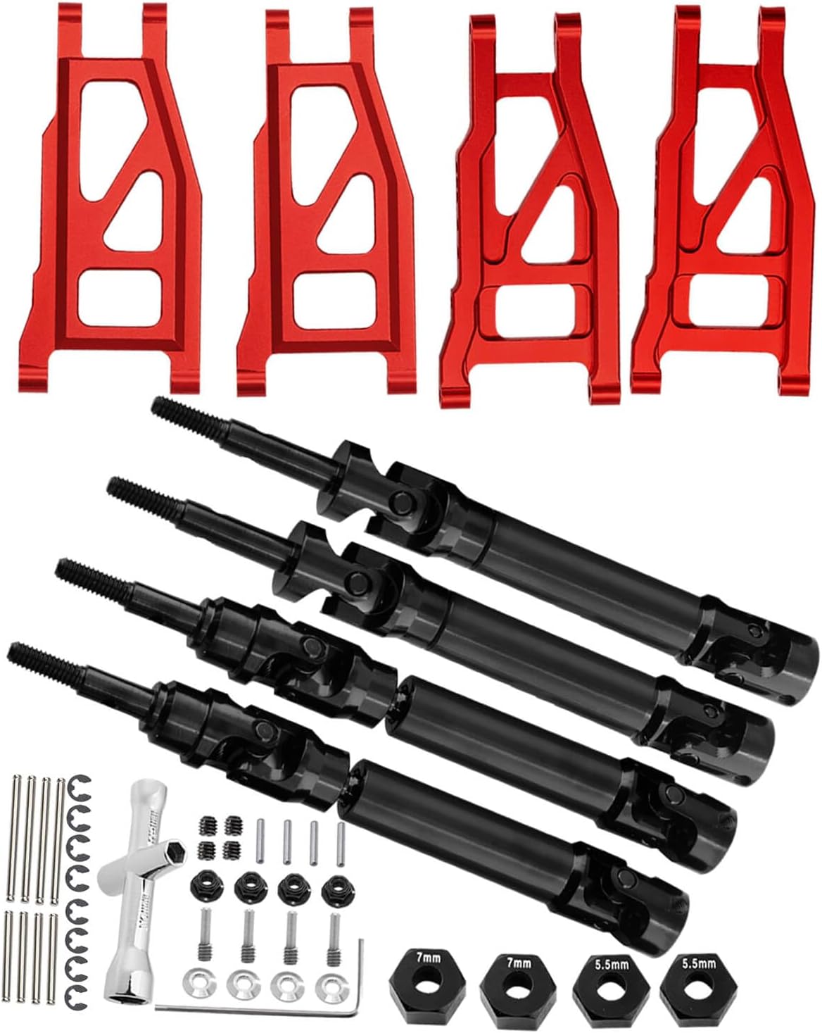 Amazon.com: hopsupRC Stainless Steel Rear Drive Shaft CVD & Front Rear ...