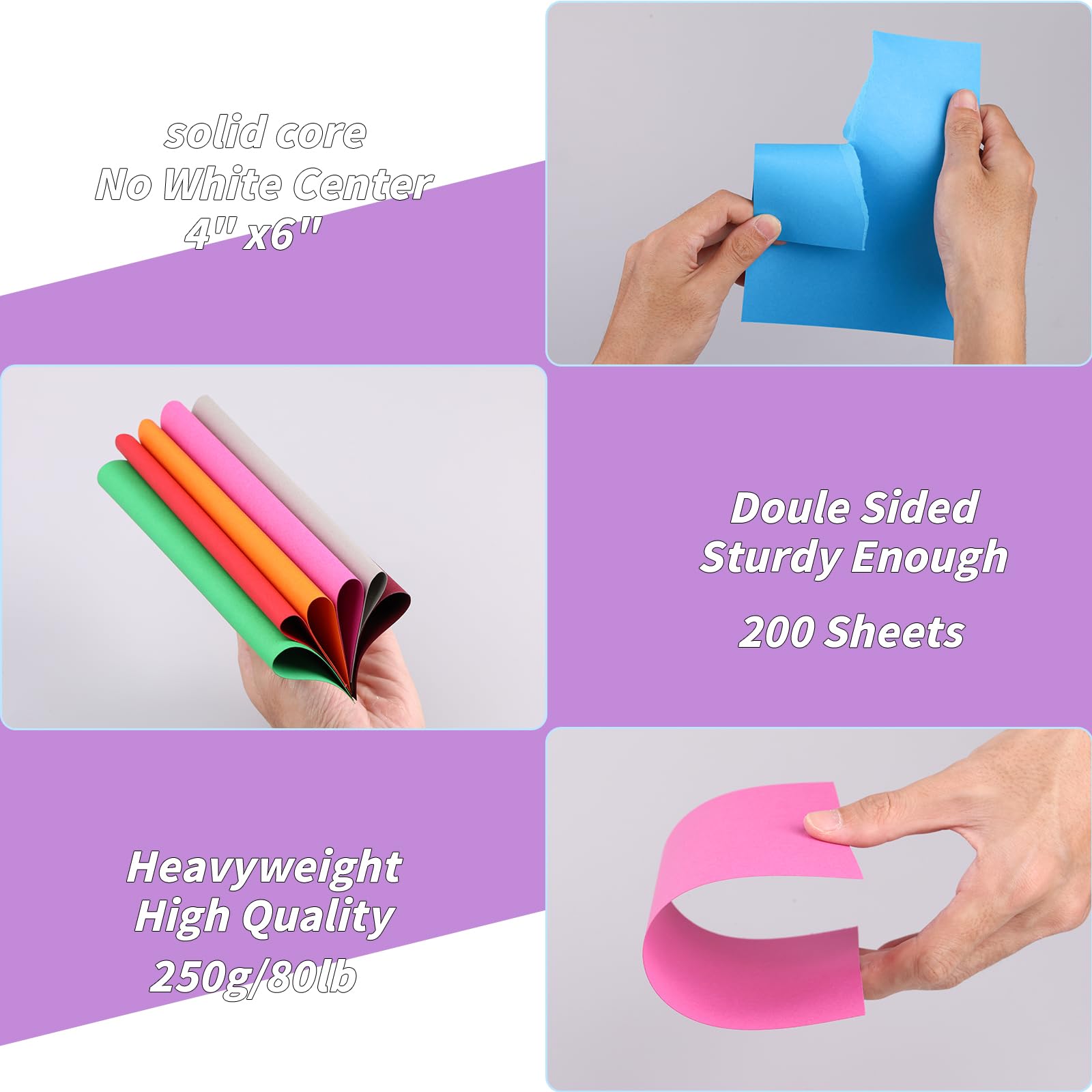 Snapklik.com : 4" X 6" Cardstock 20 Colors, 200 Pack Colorful Thick ...