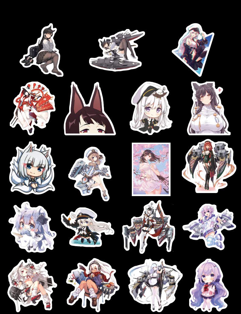 Azur Lane Waterproof Stickers/Decals (50 pcs) of Anime Cartoon Game for ...