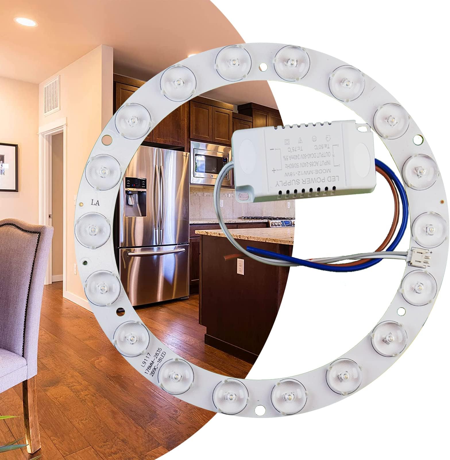 1-Pack Led Panel Ceiling Light Fixtures 24w 5730 SMD Circle Annular ...