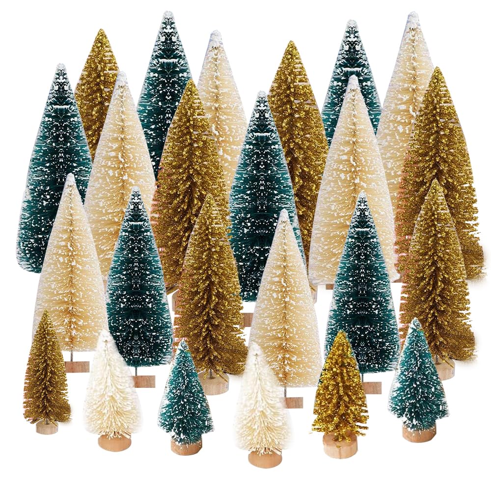 Amazon.com: Yahpetes Christmas Trees 24 Pcs Artificial Mini Christmas ...