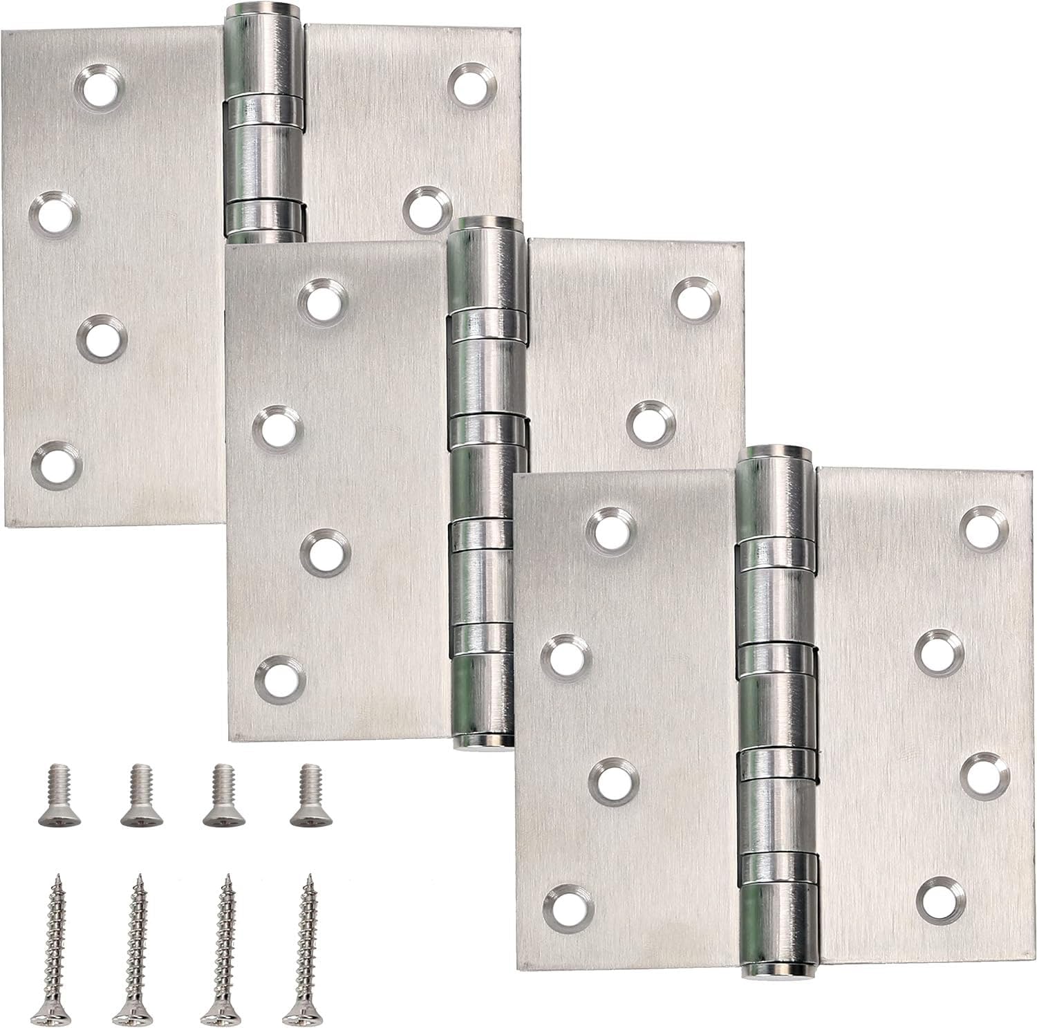 3 Pack Stainless Steel Silver Door Hinges 4 x 4 Inch Heavy Duty Hinges ...