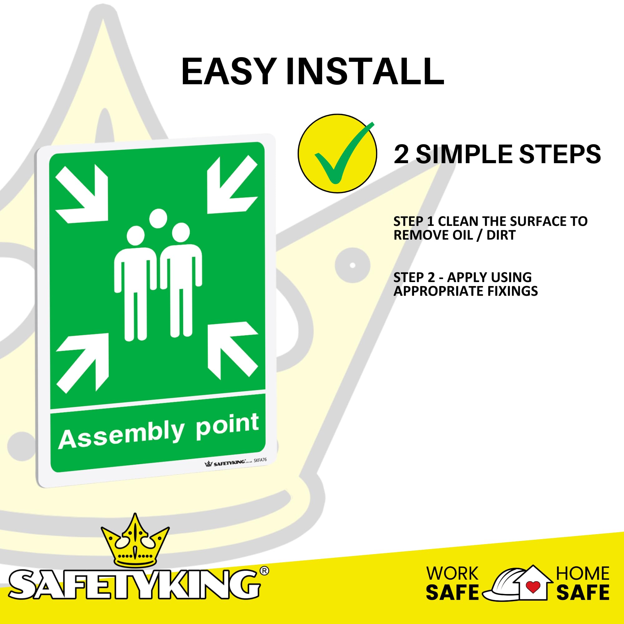 SAFETYKING 4 pcs Fire Assembly Point Sign 1mm Rigid PVC Signs -L 30cm x ...