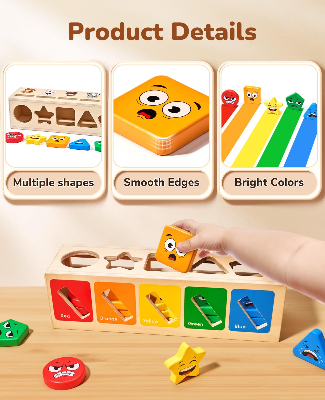 Snapklik.com : JoyCat Montessori Wooden Sorting Toys,for 2 3 4Year Old ...