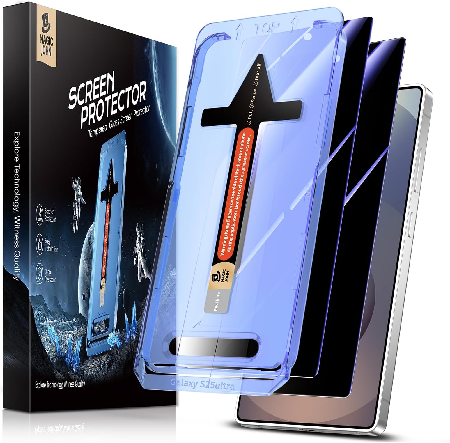 MAGIC JOHN 2 Pack for Samsung Galaxy S25 Ultra Privacy Tempered Glass ...