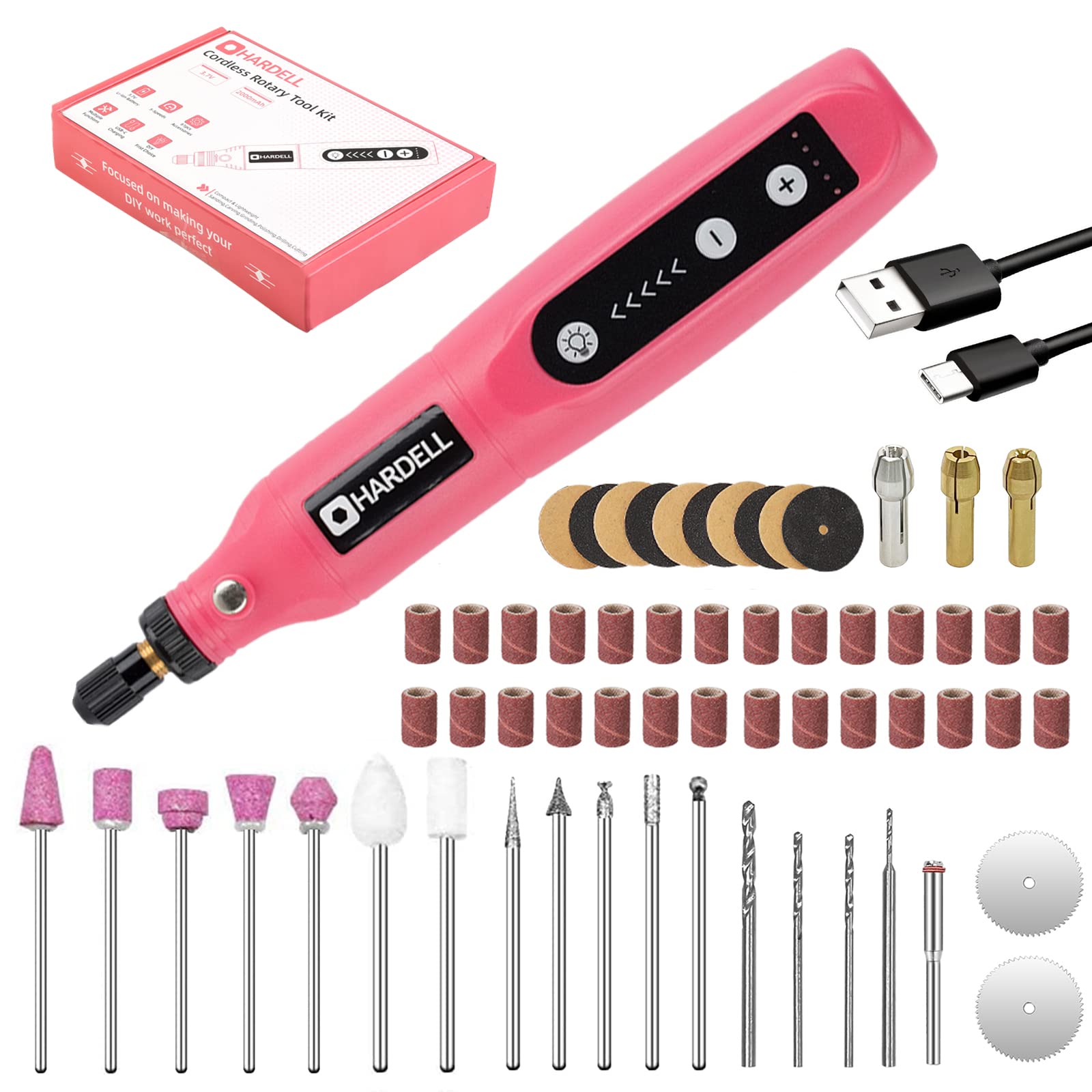 HARDELL Mini Cordless Rotary Tool, 5-Speed 3.7V rechargeable Rotary ...