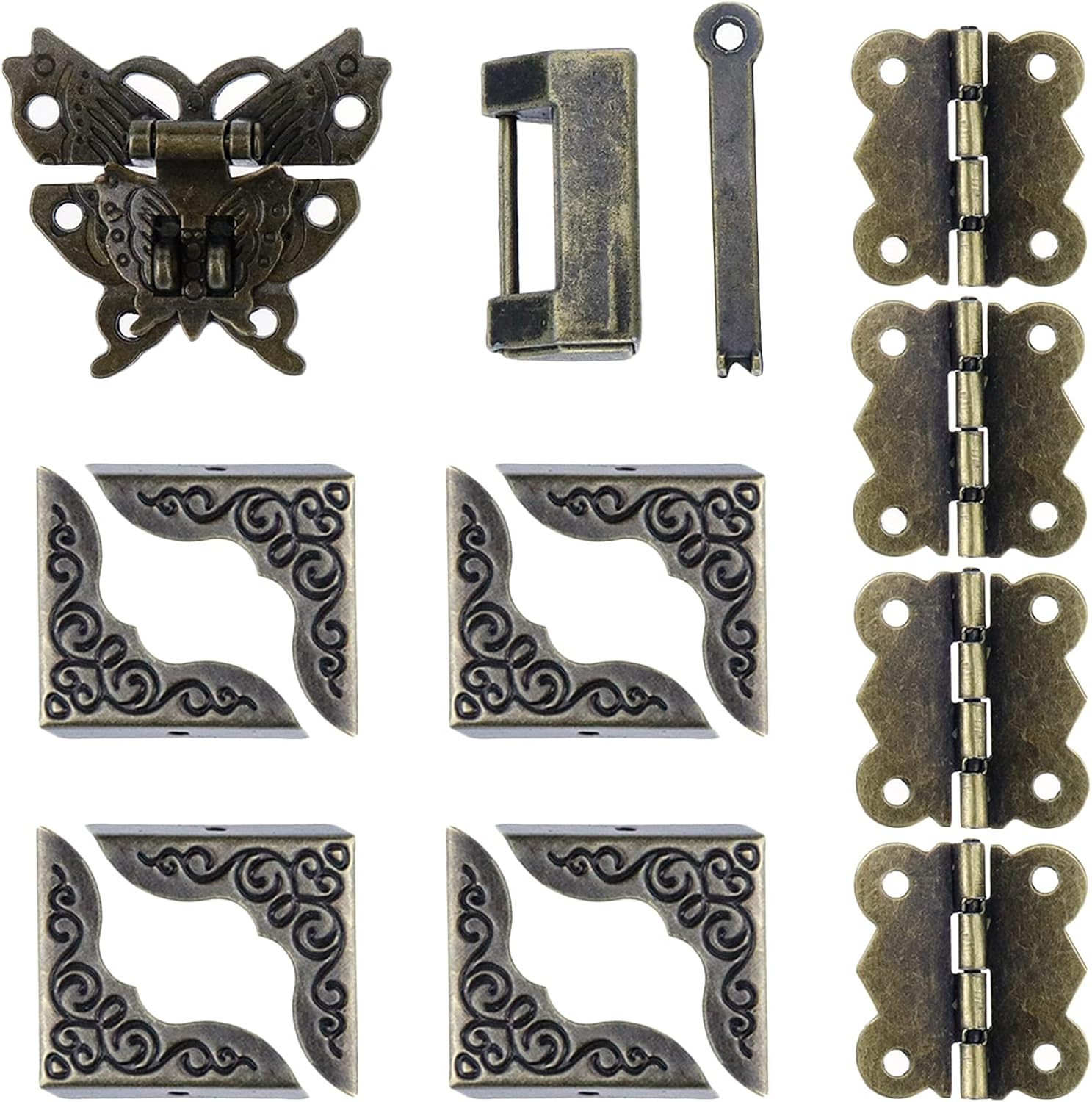 Mewutal 1 Set of Butterfly Hasp Latch Butterfly Hinge Box Corner ...