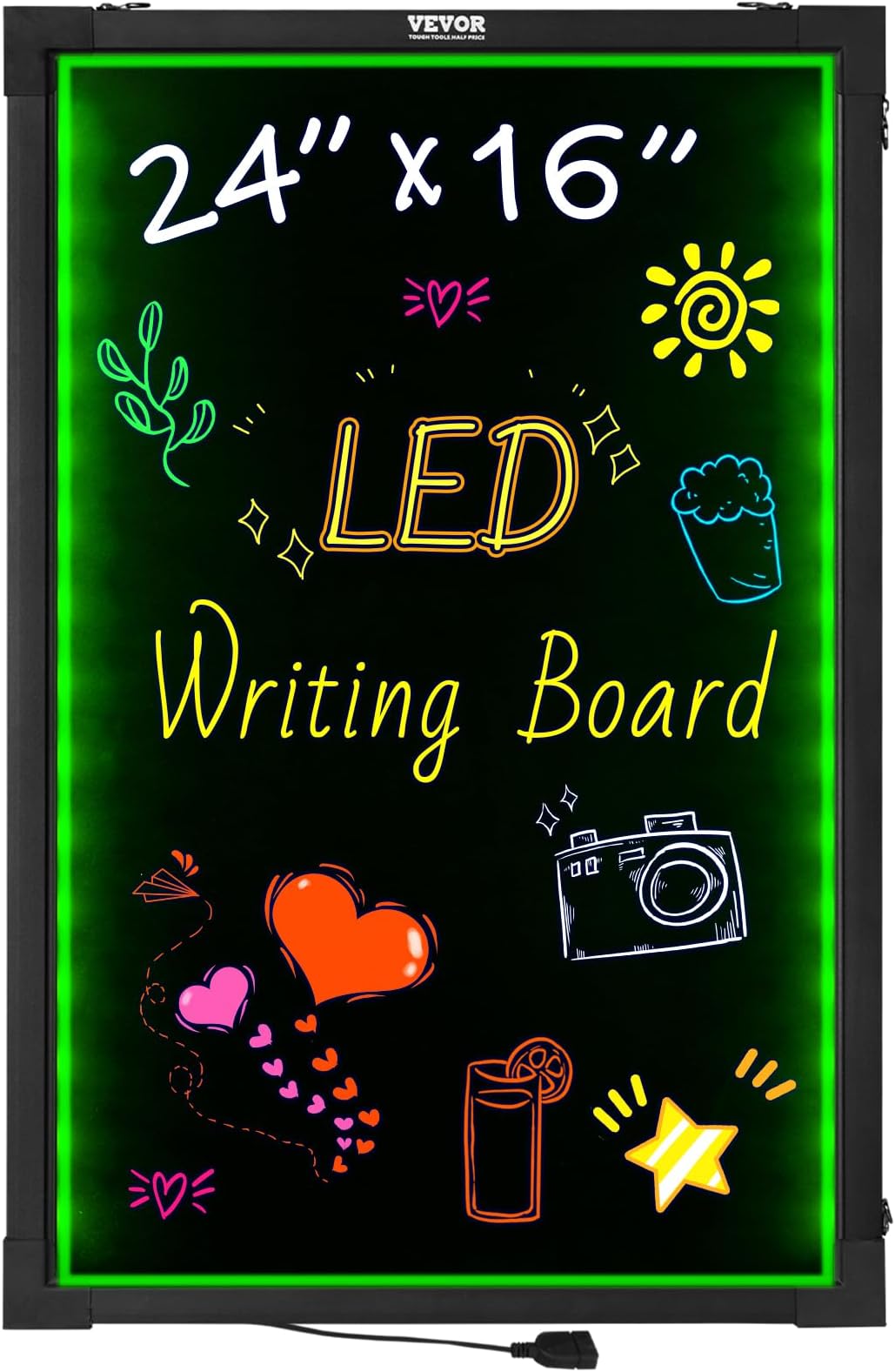 Amazon.com : VEVOR LED Message Writing Board, 24"x16" Illuminated ...