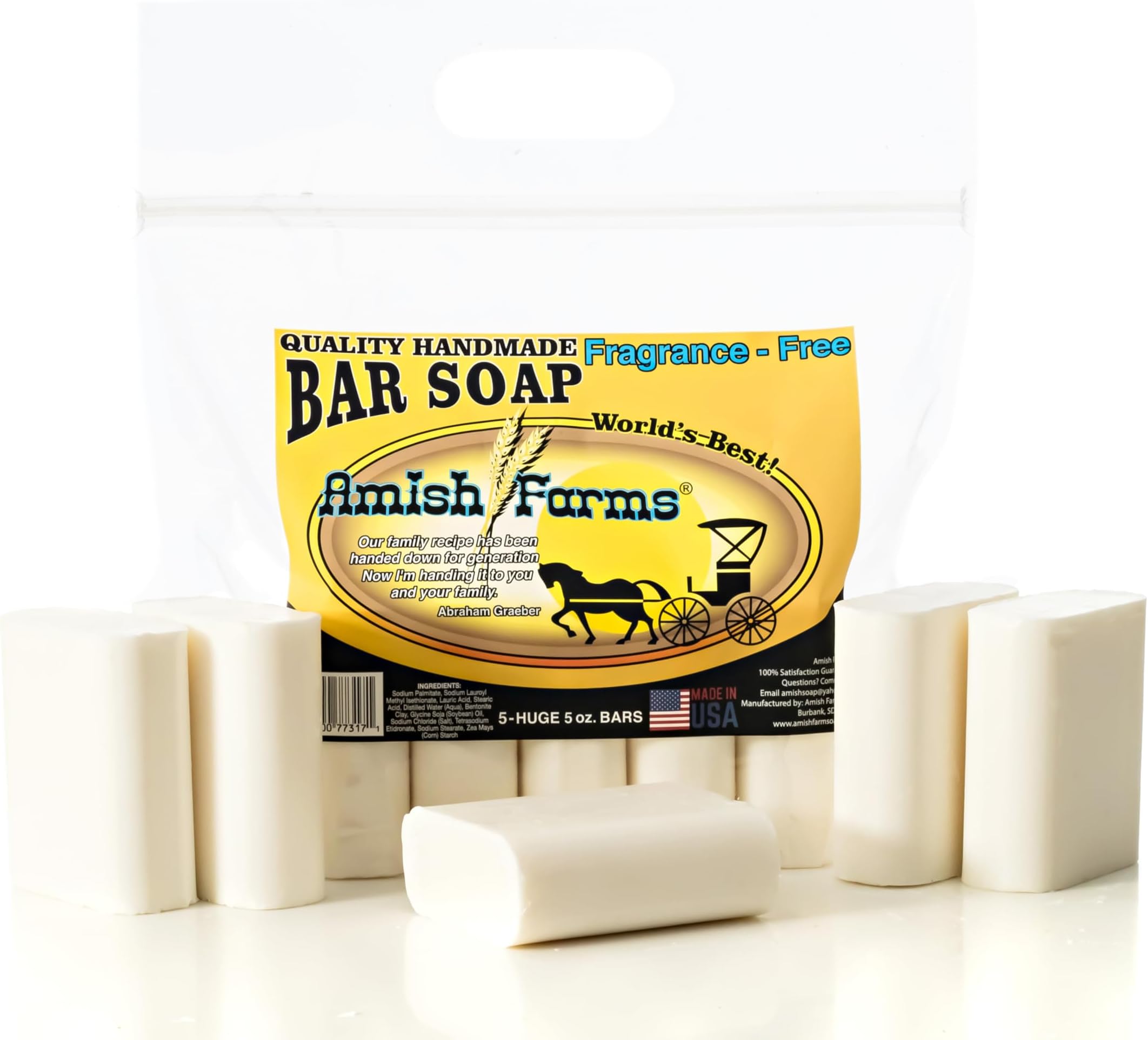 Amazon.com : Amish Farms Bar Soap w/All Natural Bentonite Clay | Made ...